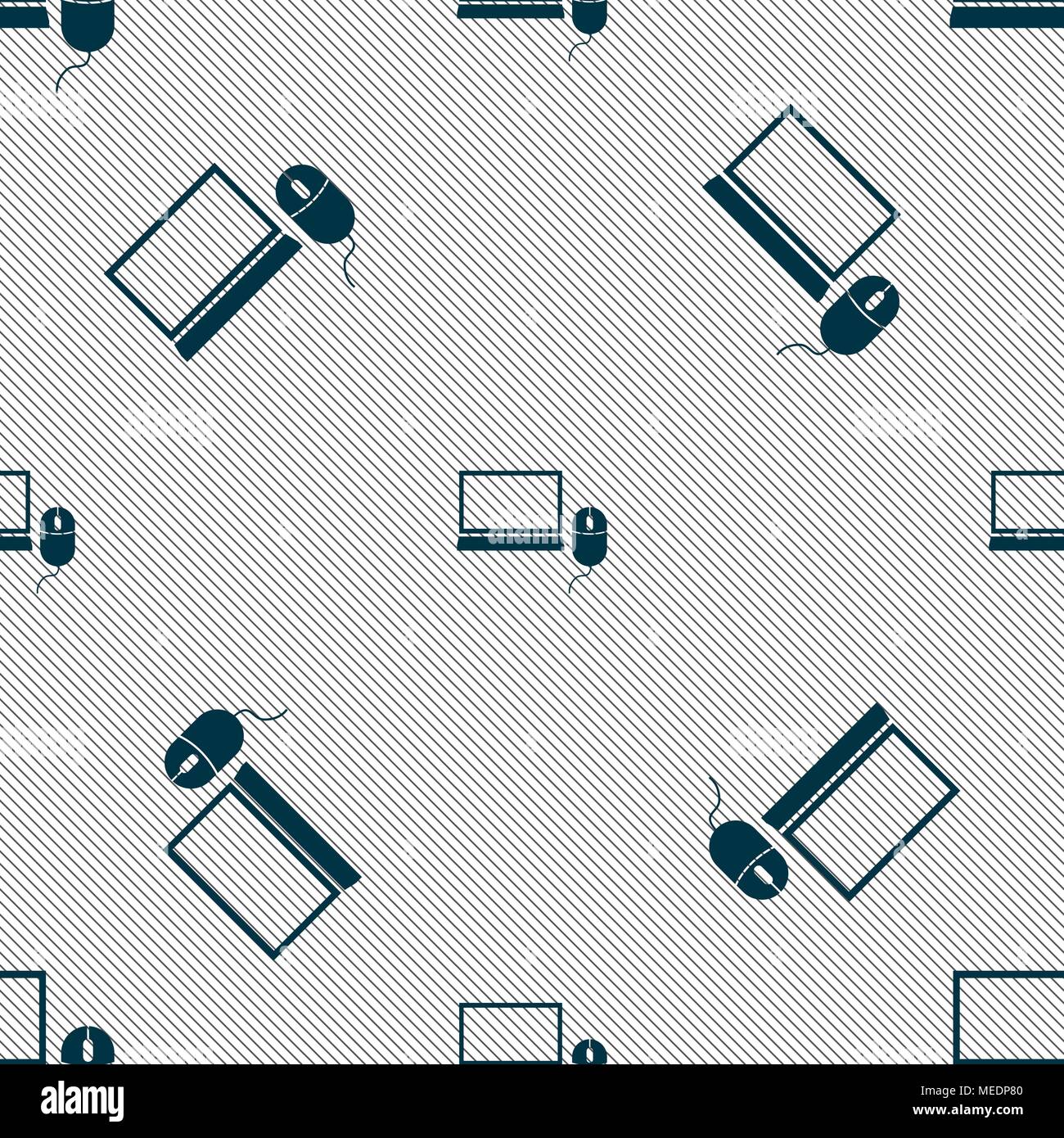 Computer widescreen monitor, mouse sign ico. Seamless pattern with ...