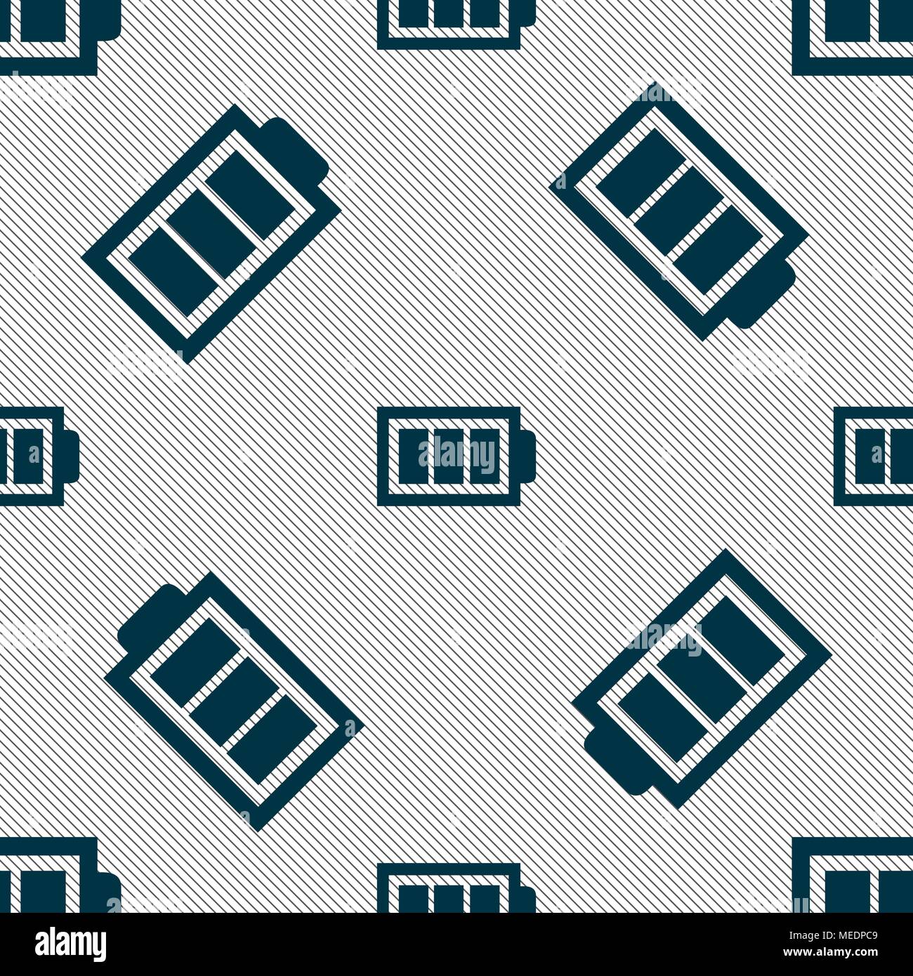 Battery fully charged sign icon. Electricity symbol. Seamless pattern ...