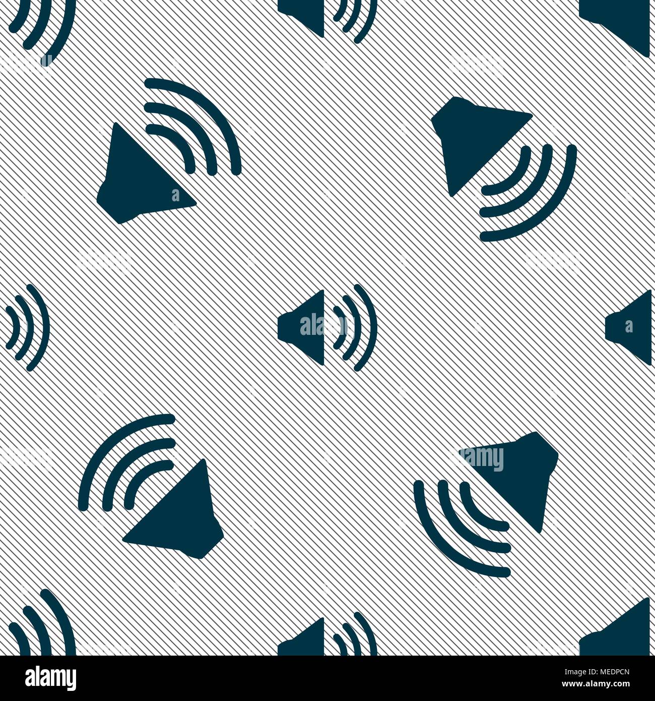 Speaker volume sign icon. Sound symbol. Seamless pattern with geometric ...