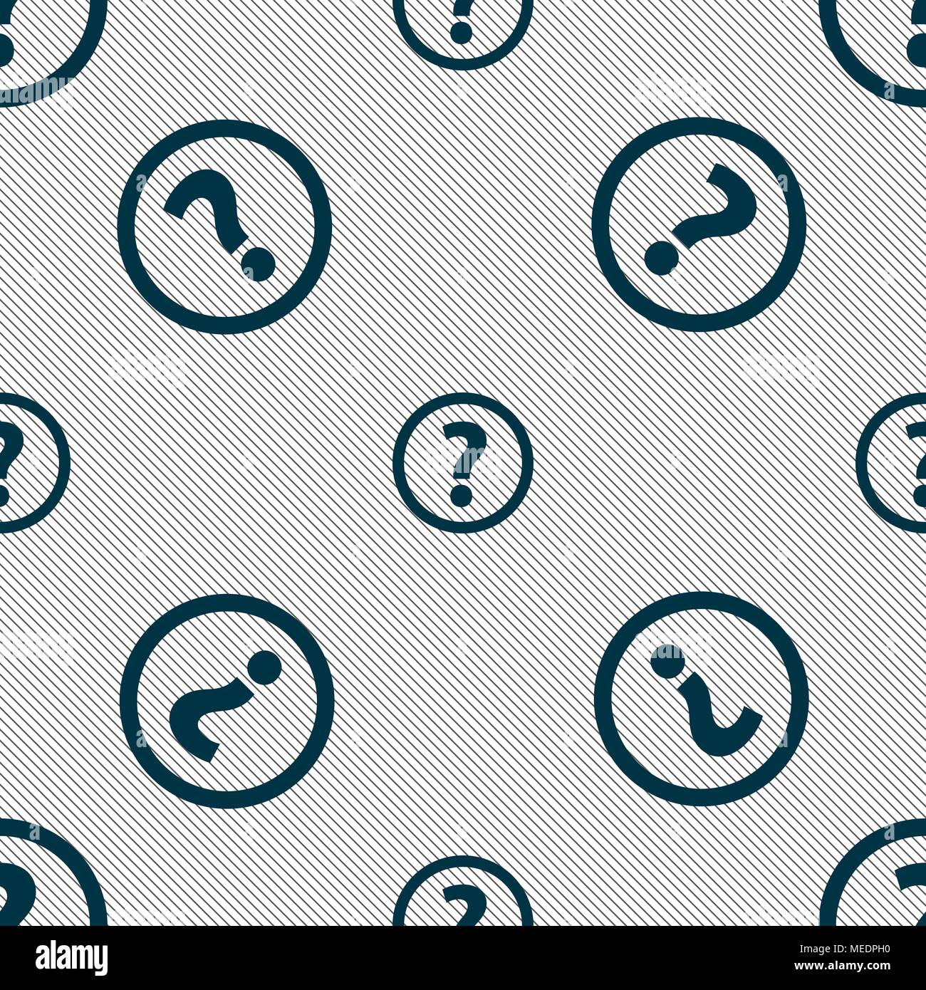Question mark sign icon. Help speech bubble symbol. FAQ sign. Seamless pattern with geometric ...