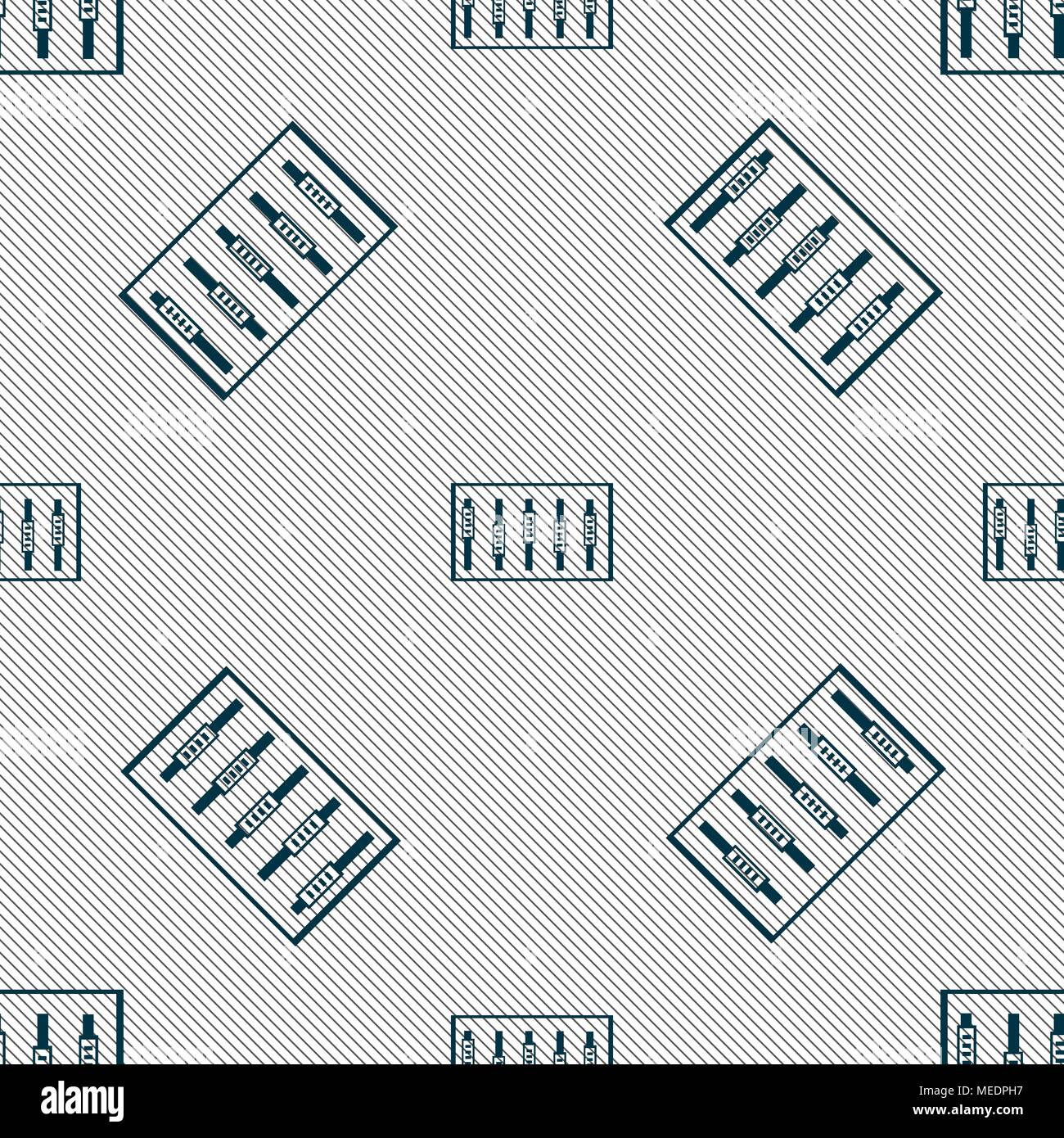 Dj console mix handles and buttons, level icons. Seamless pattern with ...