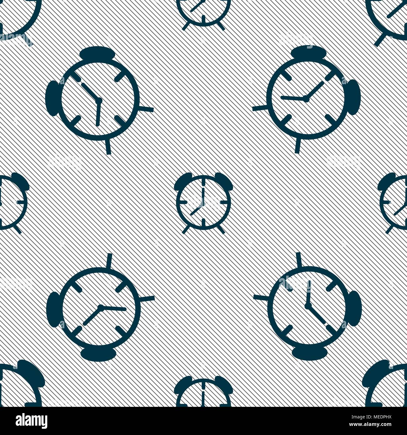 Alarm clock sign icon. Wake up alarm symbol. Seamless pattern with ...