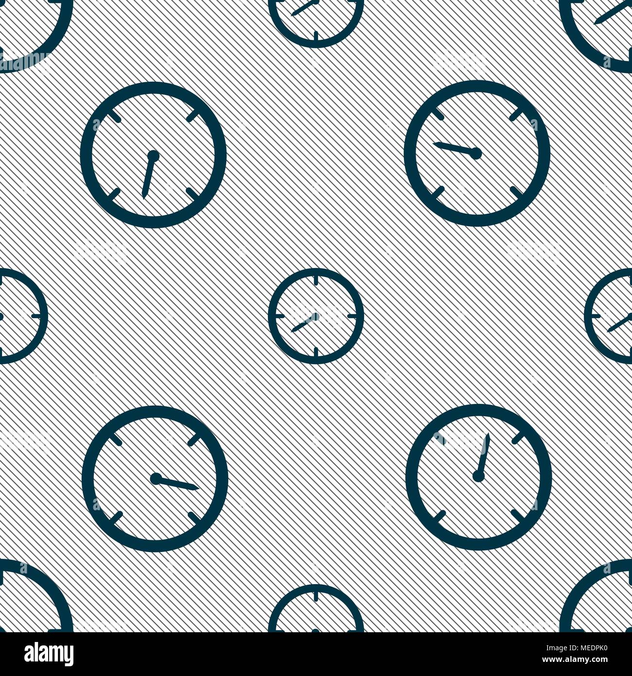 Timer sign icon. Stopwatch symbol.. Seamless pattern with geometric ...