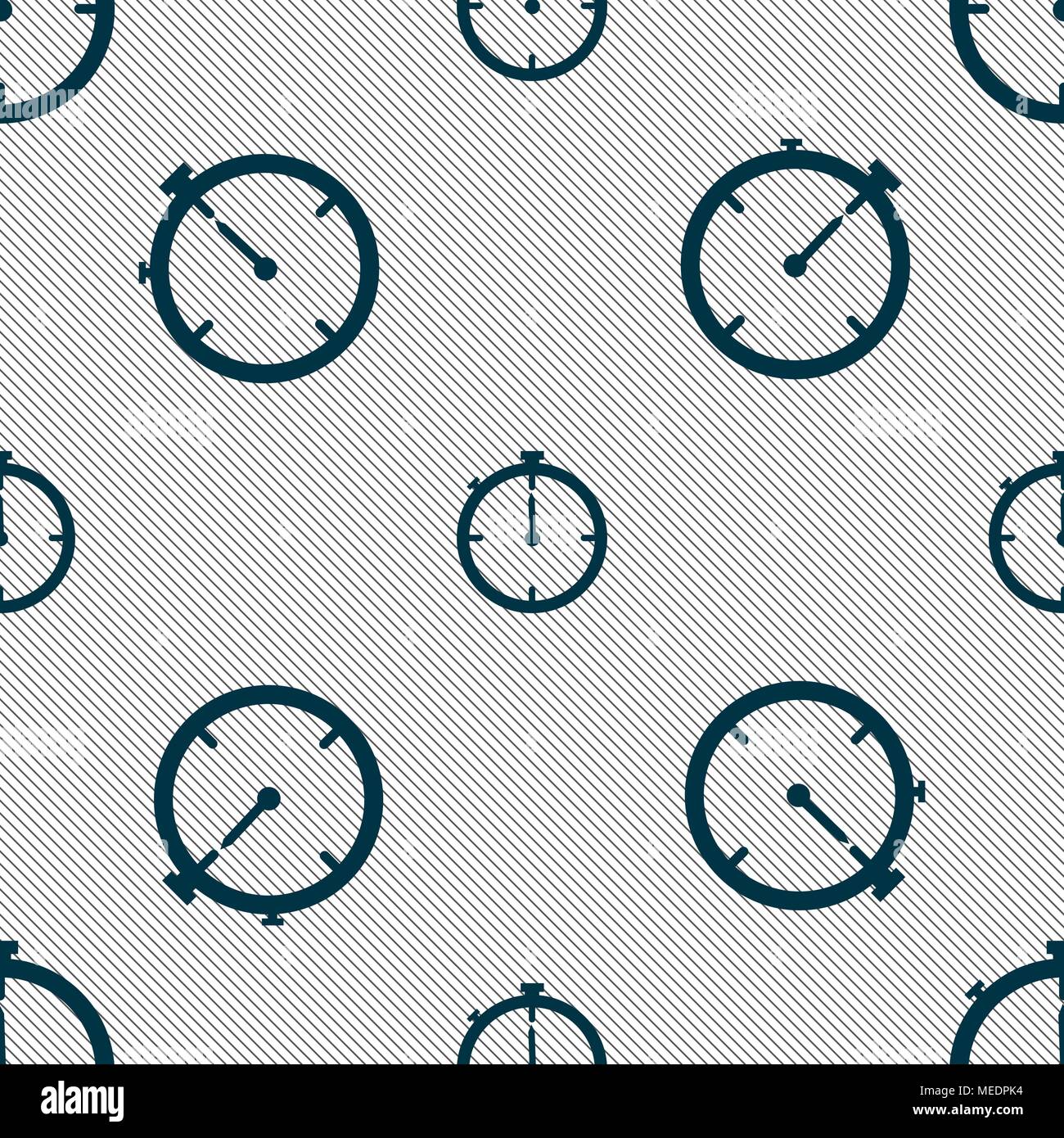 Timer sign icon. Stopwatch symbol.. Seamless pattern with geometric ...