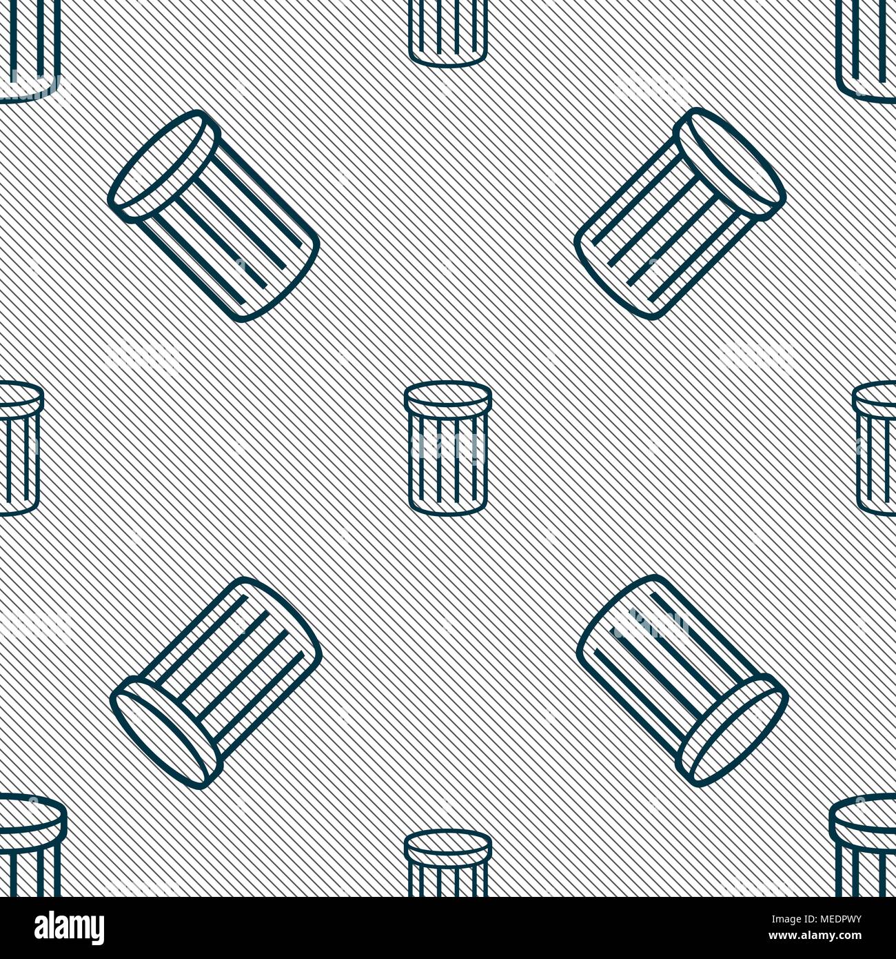 Recycle bin sign icon. Symbol. Seamless pattern with geometric texture ...