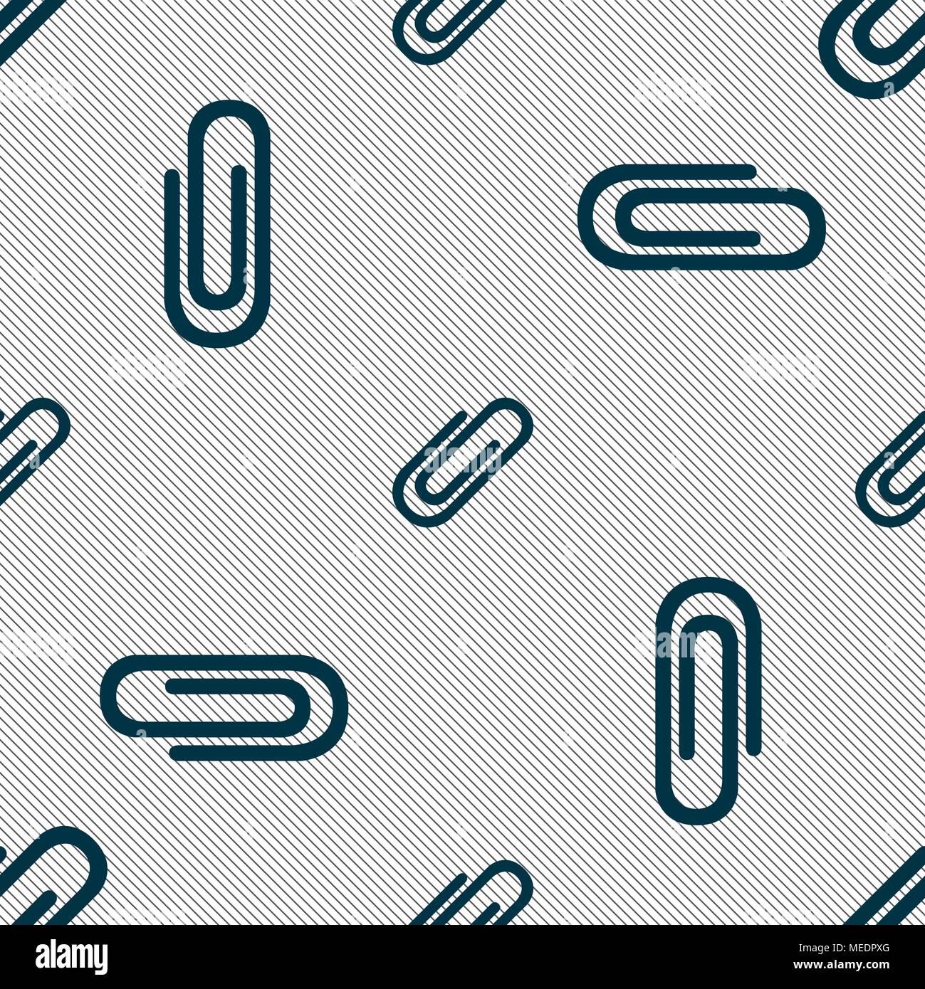 Paper clip sign icon. Clip symbol. Seamless pattern with geometric ...