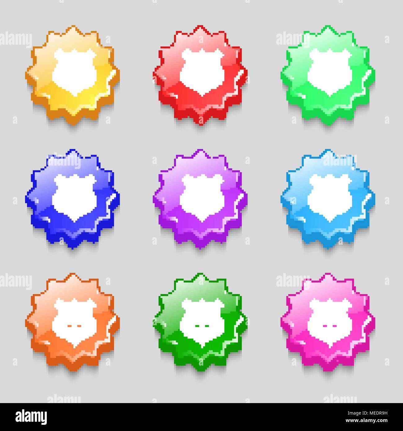 Route 55 highway icon sign. symbol on nine wavy colourful buttons ...