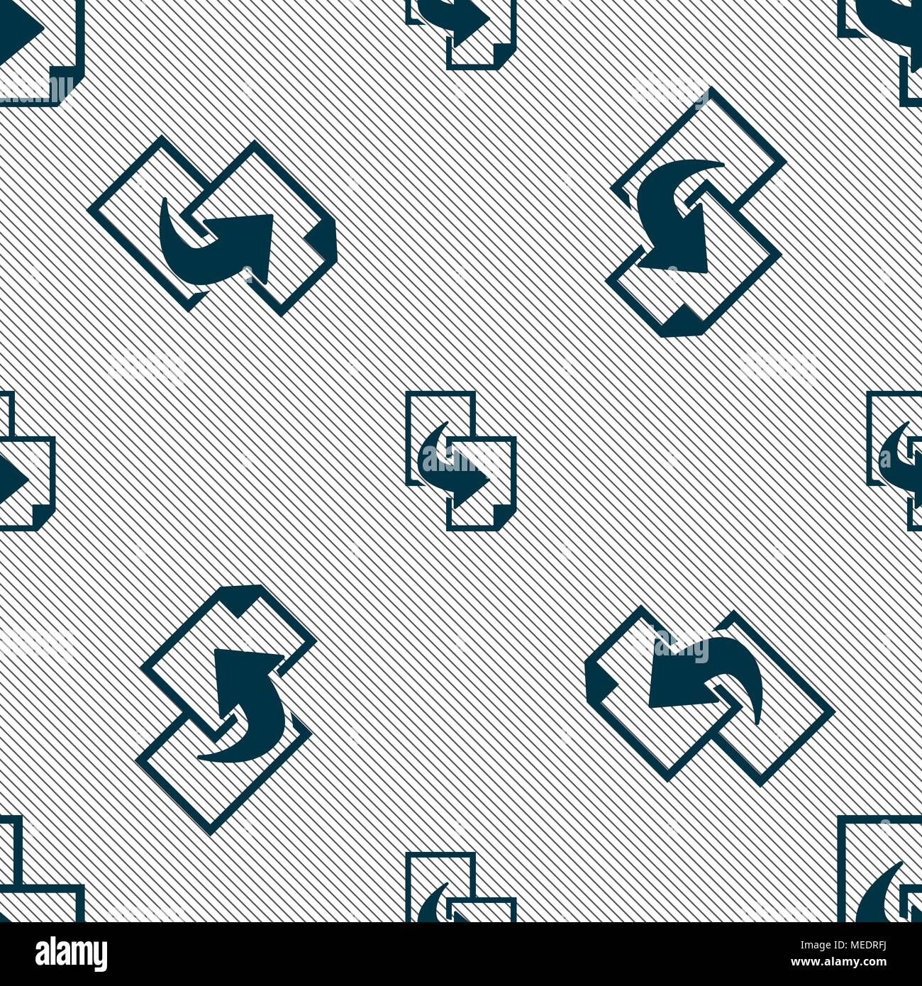 Copy file sign icon. Duplicate document symbol. Seamless pattern with geometric texture. Vector ...