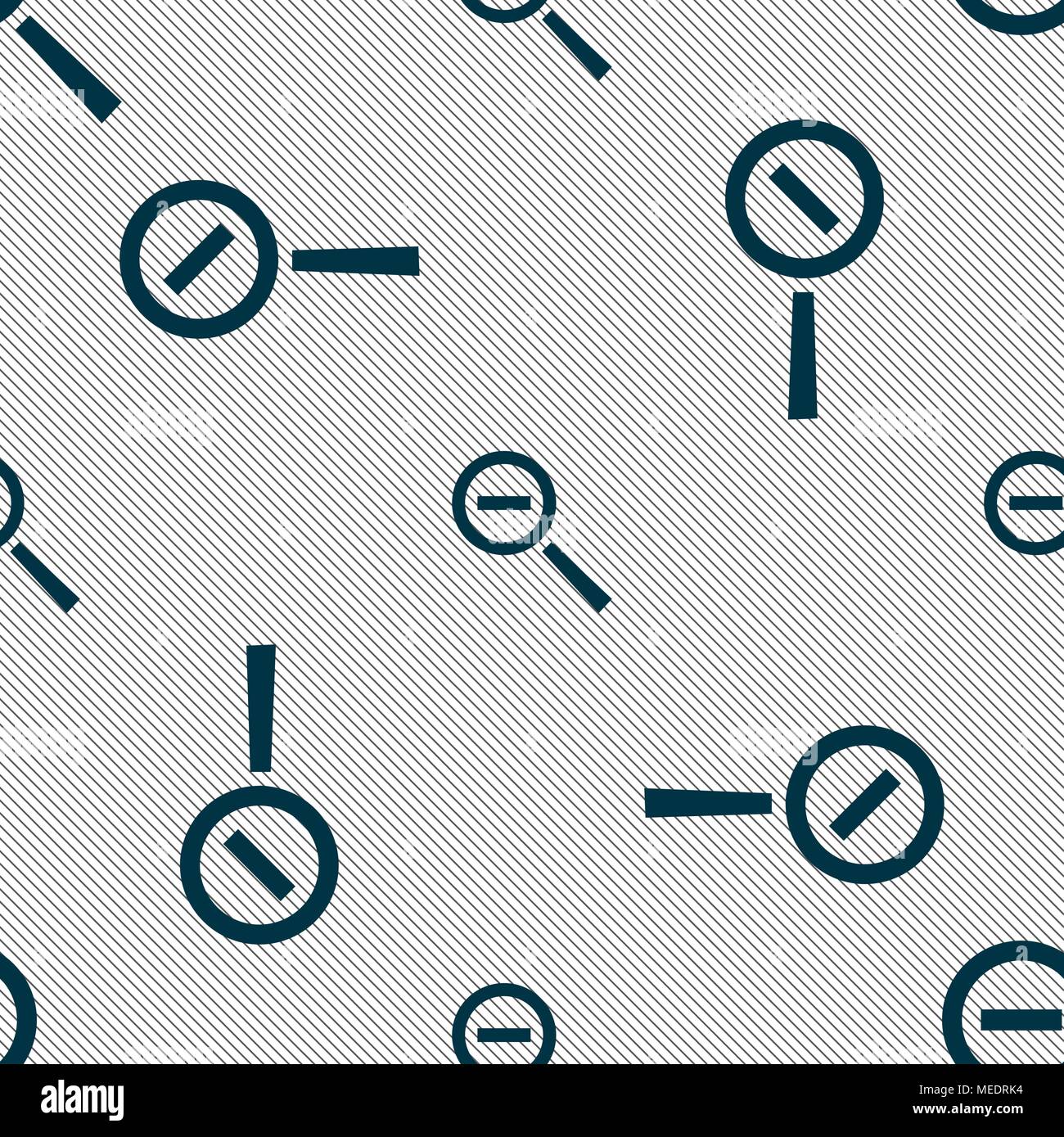 Magnifier glass, Zoom tool icon sign. Seamless pattern with geometric texture. Vector ...