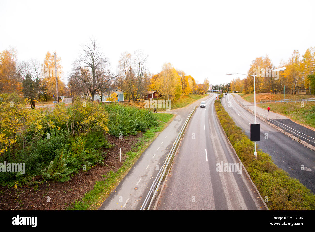 An autumn road in Finland, top view Stock Photo - Alamy