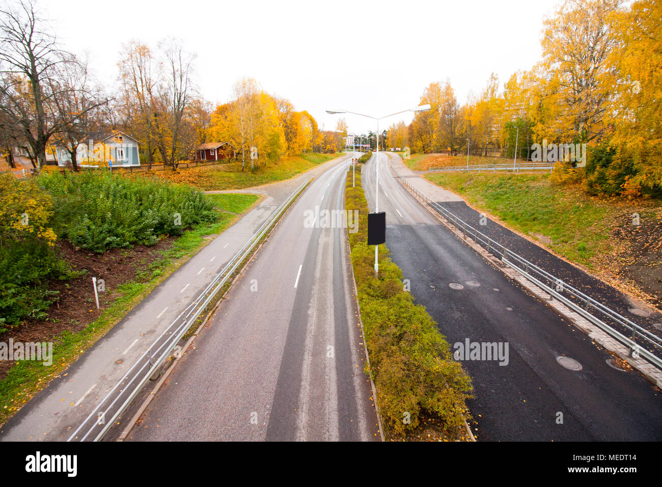 An autumn road in Finland, top view Stock Photo - Alamy