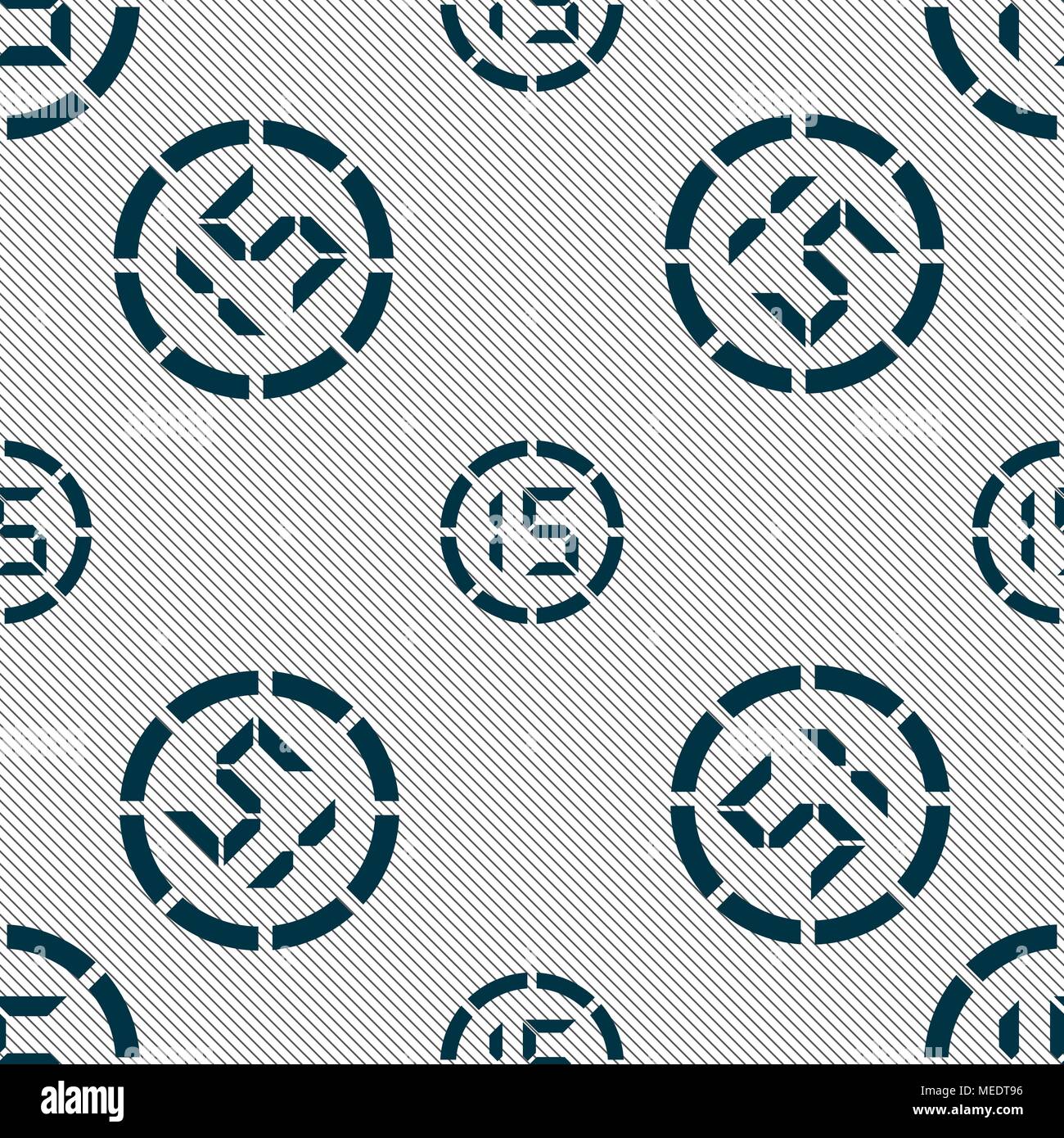 15 second stopwatch icon sign. Seamless pattern with geometric texture ...