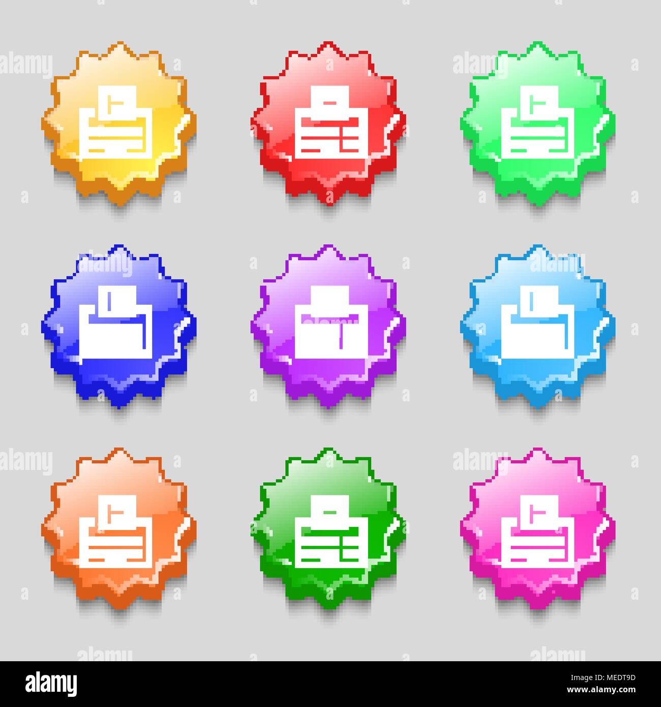 Hotkey icon sign. symbol on nine wavy colourful buttons. Vector ...
