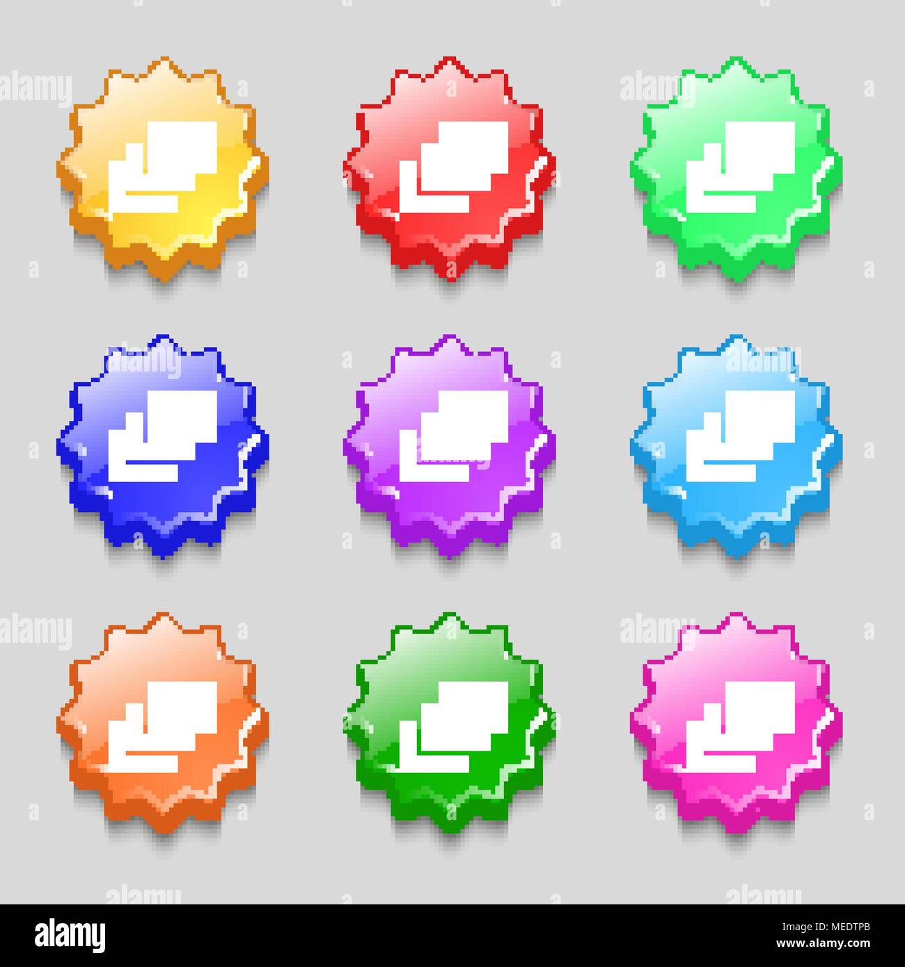 Layers icon sign. symbol on nine wavy colourful buttons. Vector ...