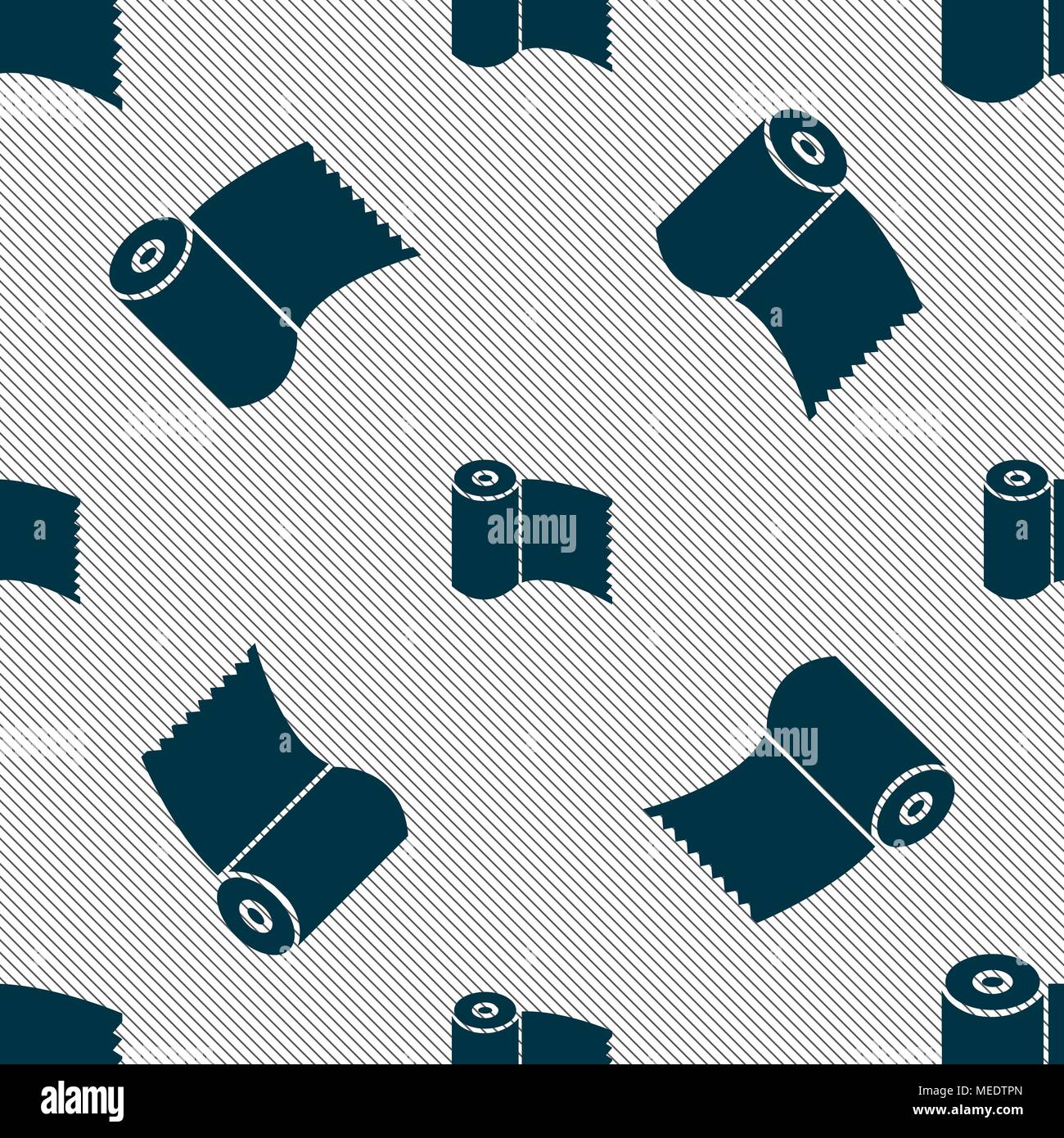 Toilet paper, WC roll icon sign. Seamless pattern with geometric ...