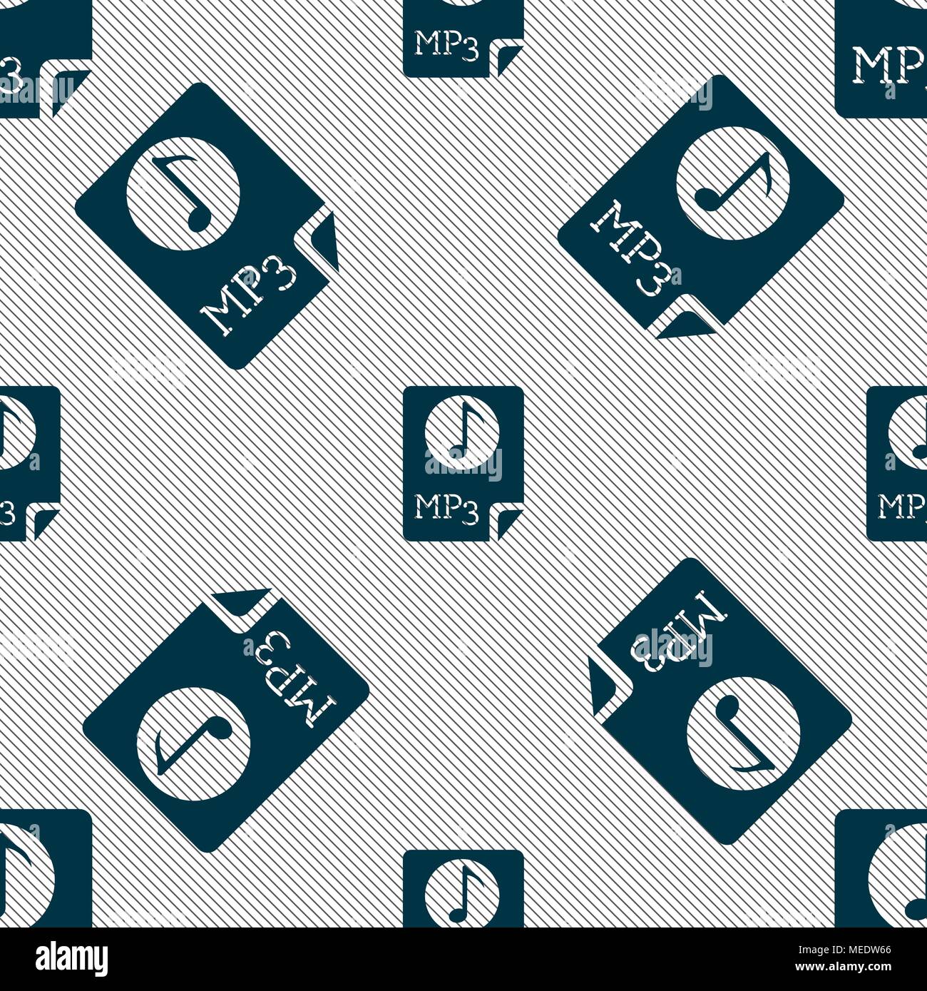 Audio, MP3 file icon sign. Seamless pattern with geometric texture ...