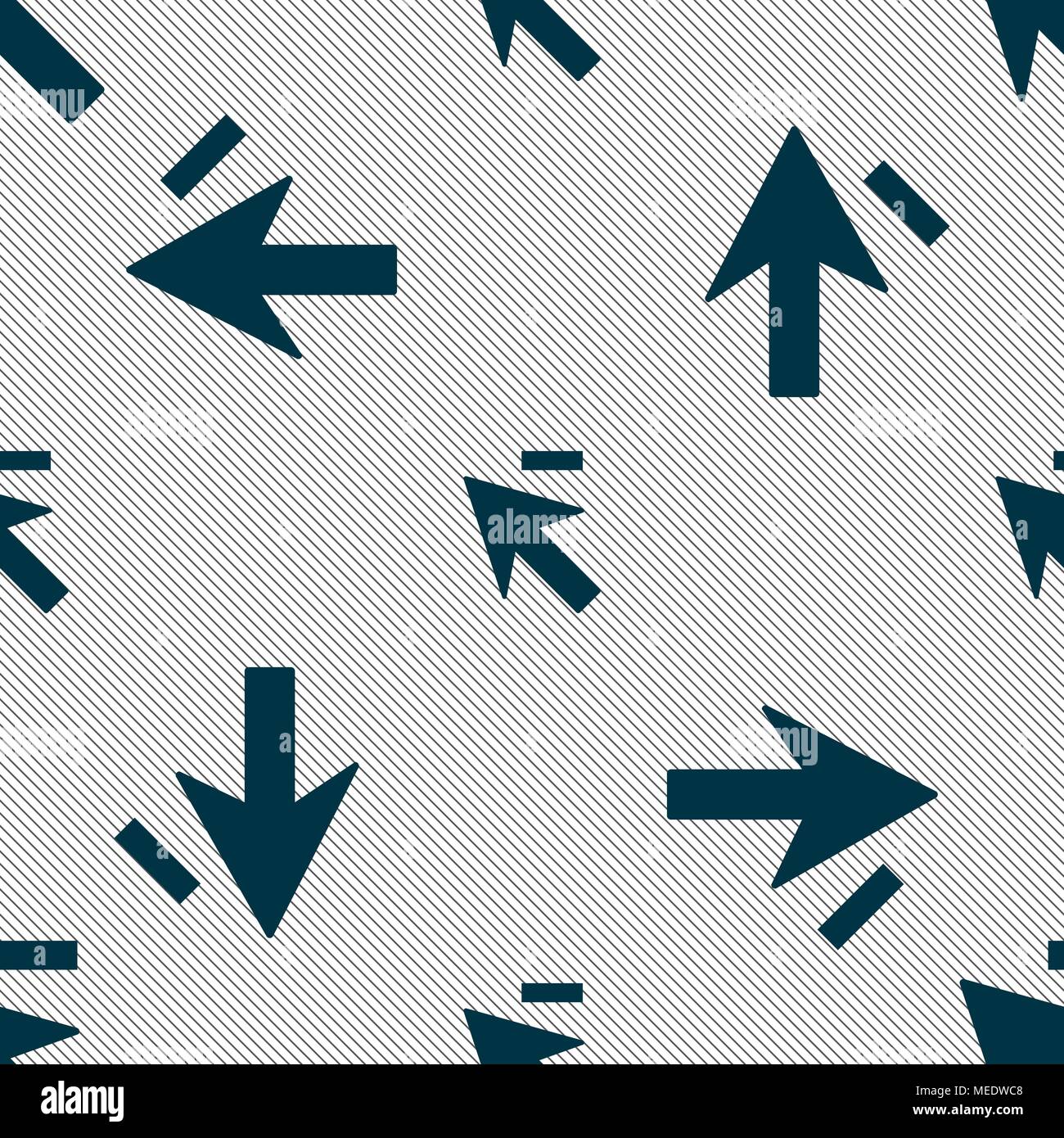 Cursor, arrow minus icon sign. Seamless pattern with geometric texture. Vector illustration ...