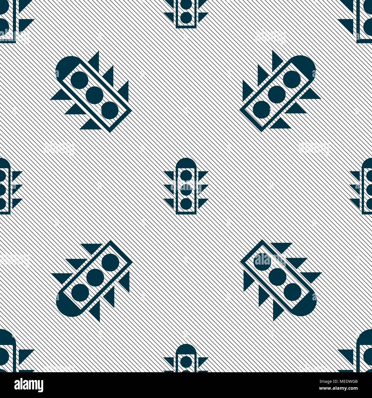 Traffic light signal icon sign. Seamless pattern with geometric texture ...