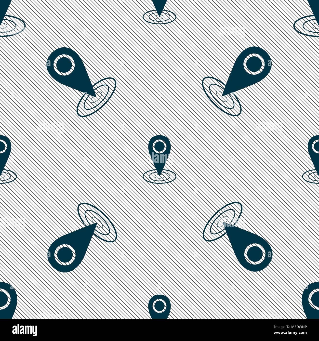Map pointer icon sign. Seamless pattern with geometric texture. Vector illustration Stock Vector ...