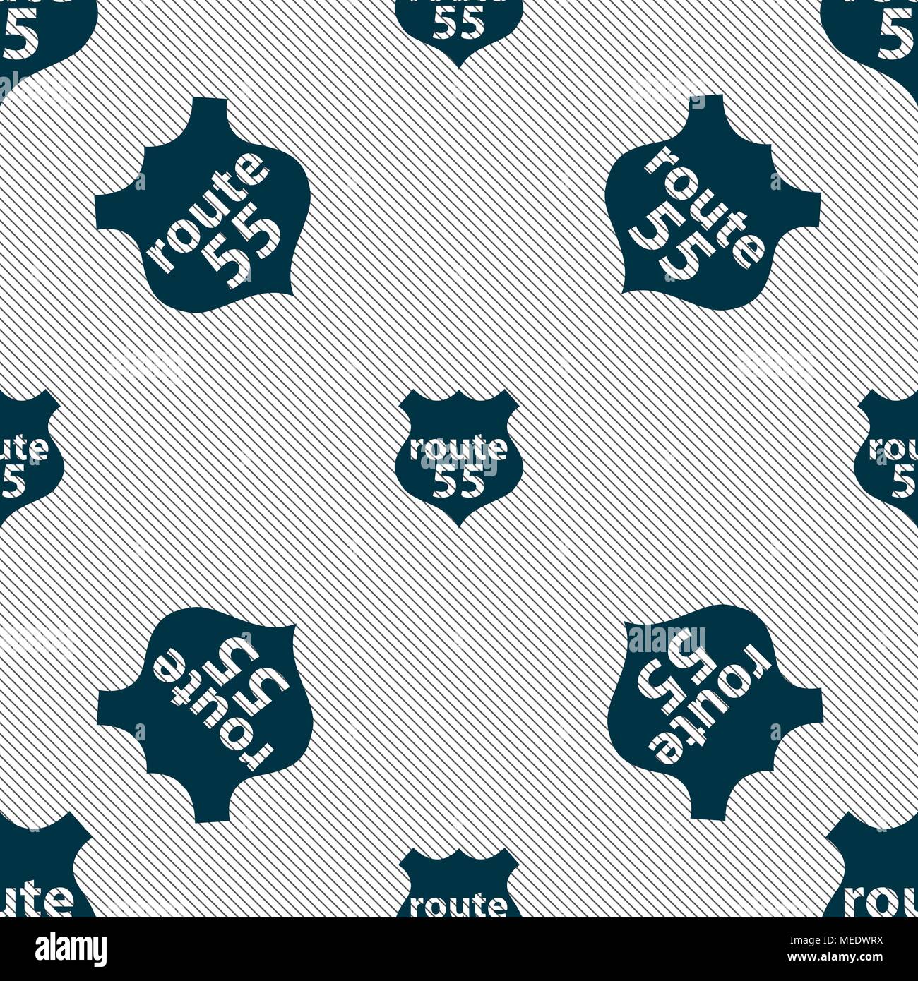 Route 55 highway icon sign. Seamless pattern with geometric texture ...