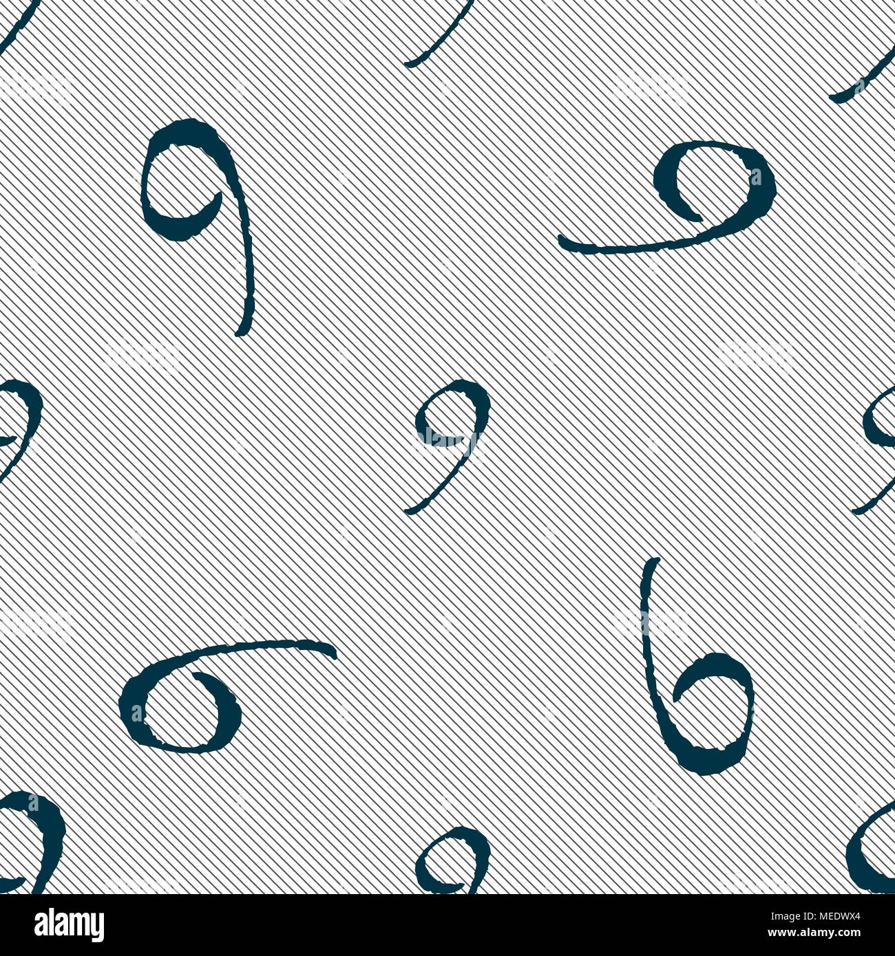 number Nine icon sign. Seamless pattern with geometric texture. Vector ...