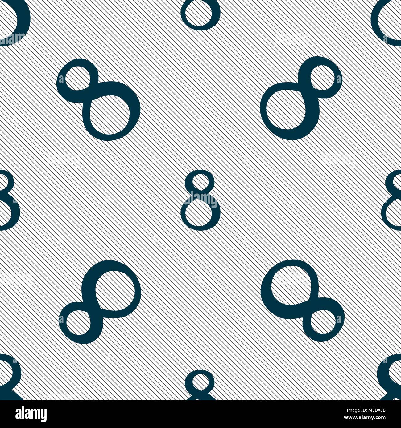 number Eight icon sign. Seamless pattern with geometric texture. Vector ...