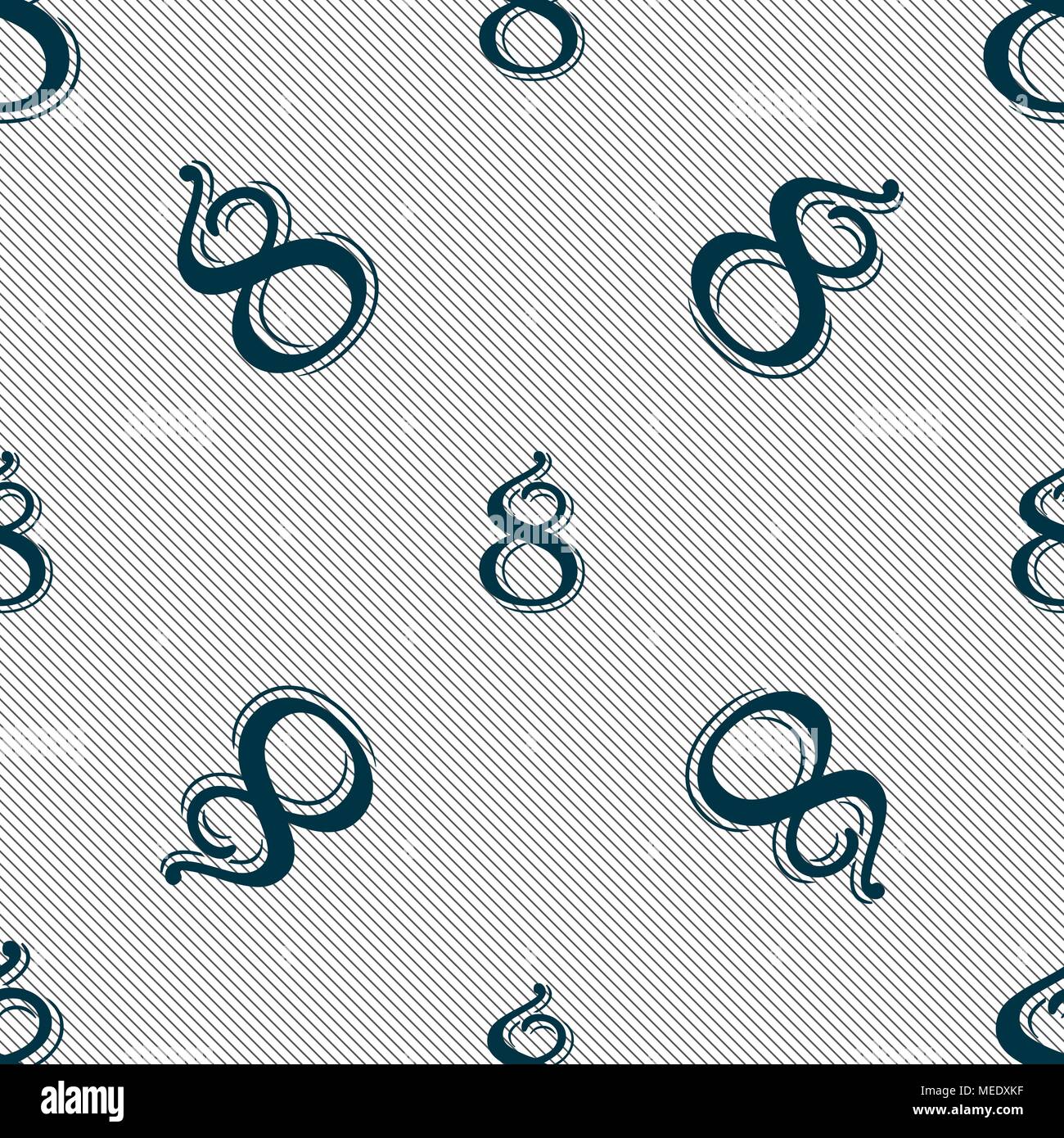 number Eight icon sign. Seamless pattern with geometric texture. Vector ...