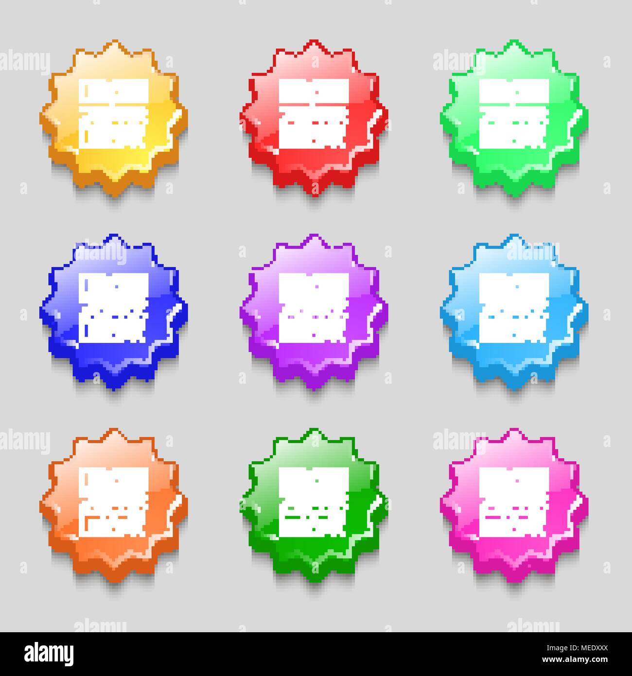 Qr code icon sign. symbol on nine wavy colourful buttons. Vector ...