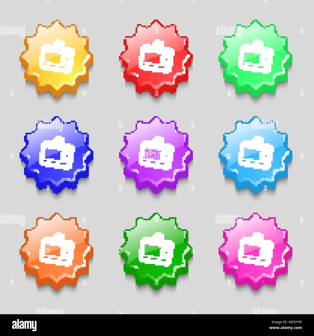 Id card icon sign. symbol on nine wavy colourful buttons. Vector ...