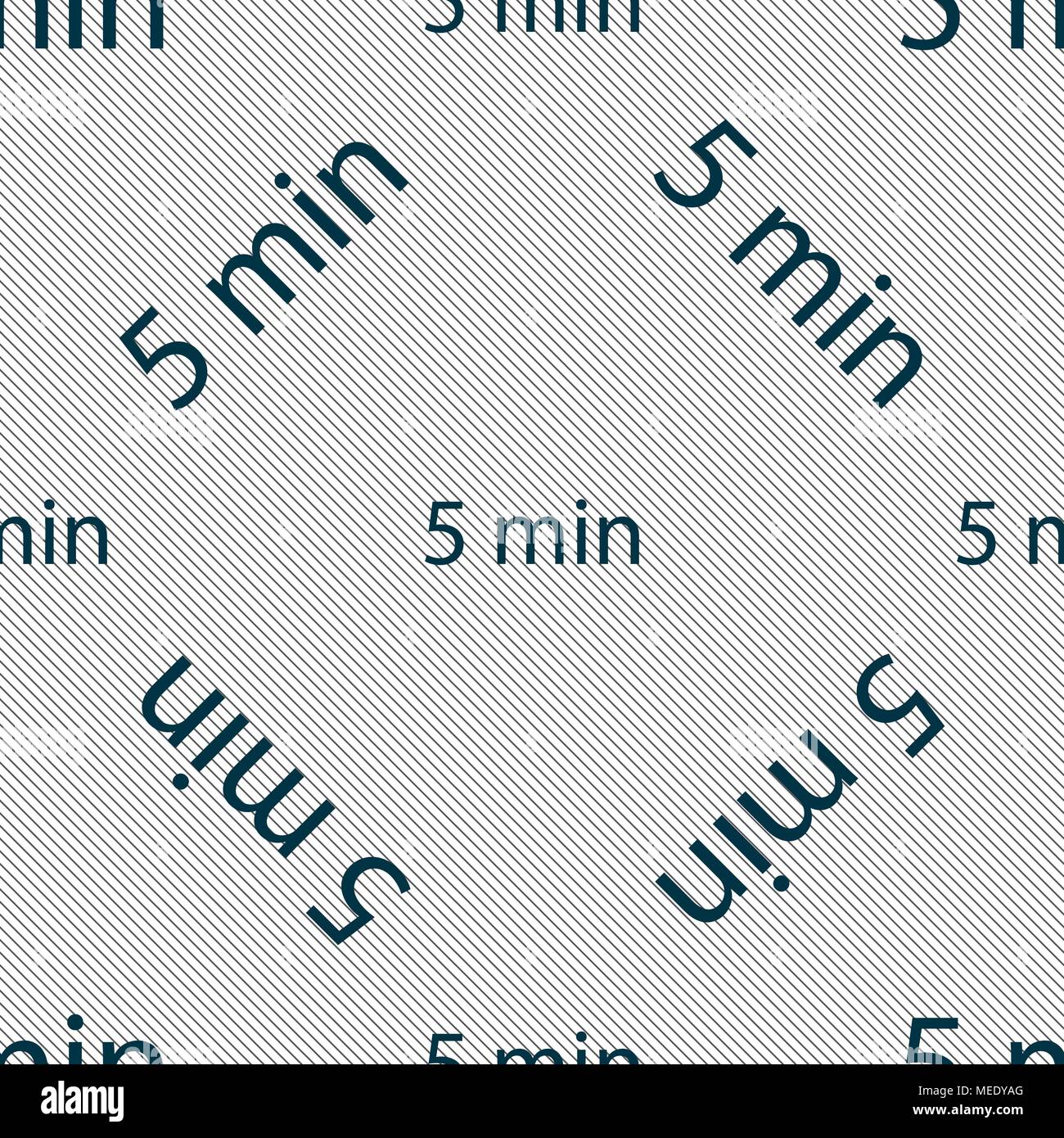 5 minutes sign icon. Seamless pattern with geometric texture. Vector ...