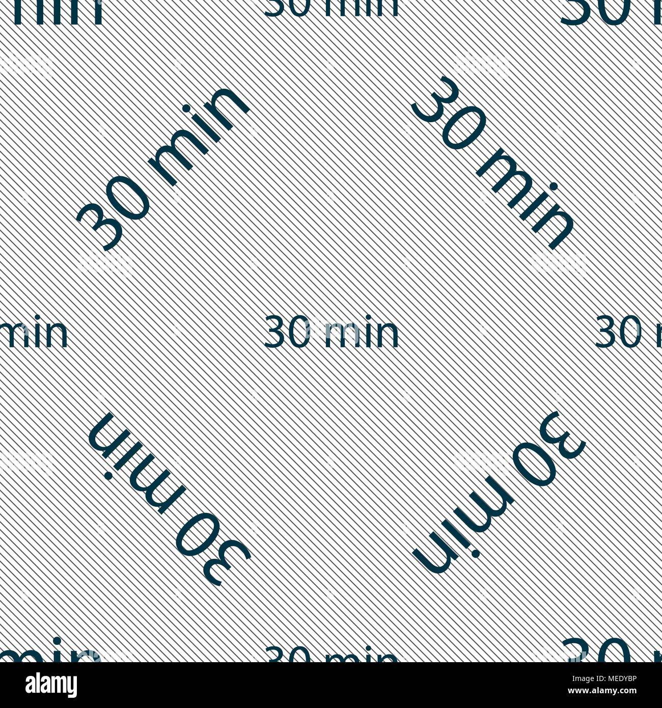 30 minutes sign icon. Seamless pattern with geometric texture. Vector ...