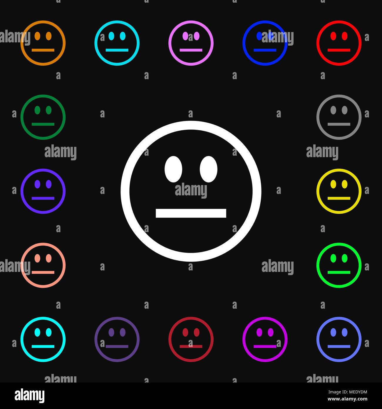 Sad face, Sadness depression icon sign. Lots of colorful symbols for ...