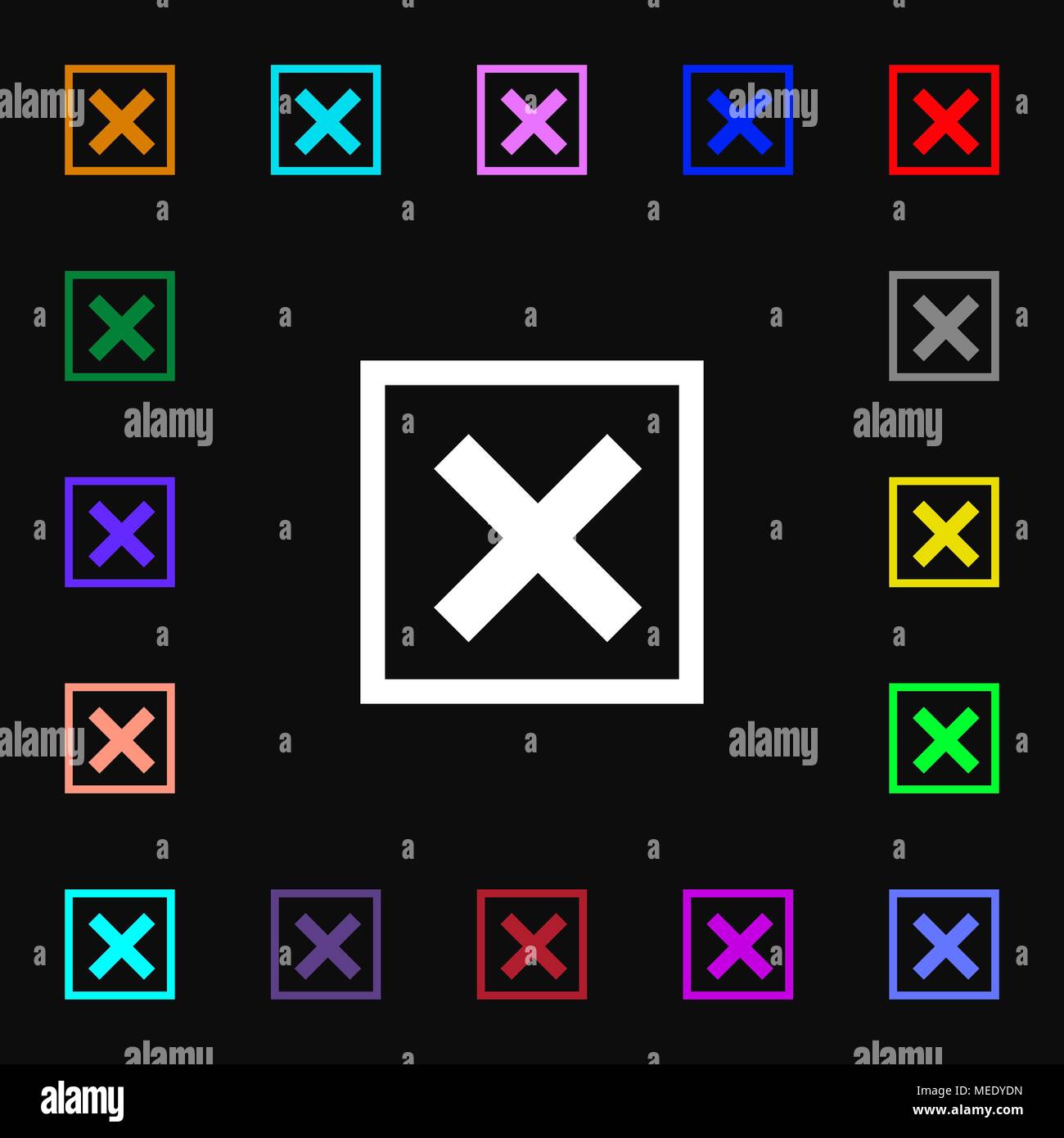 Cancel icon sign. Lots of colorful symbols for your design. Vector ...