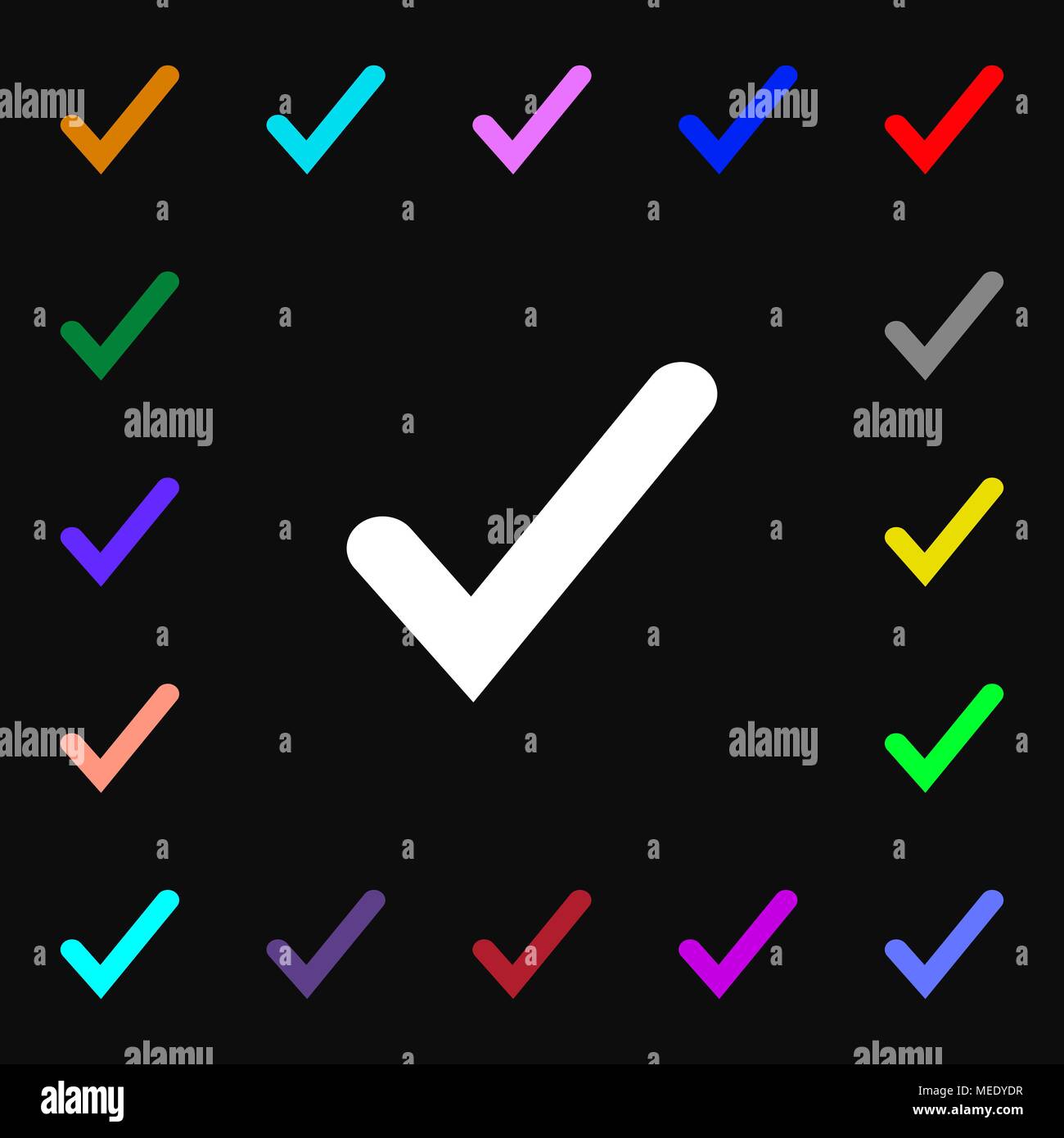 Check mark, tik icon sign. Lots of colorful symbols for your design ...