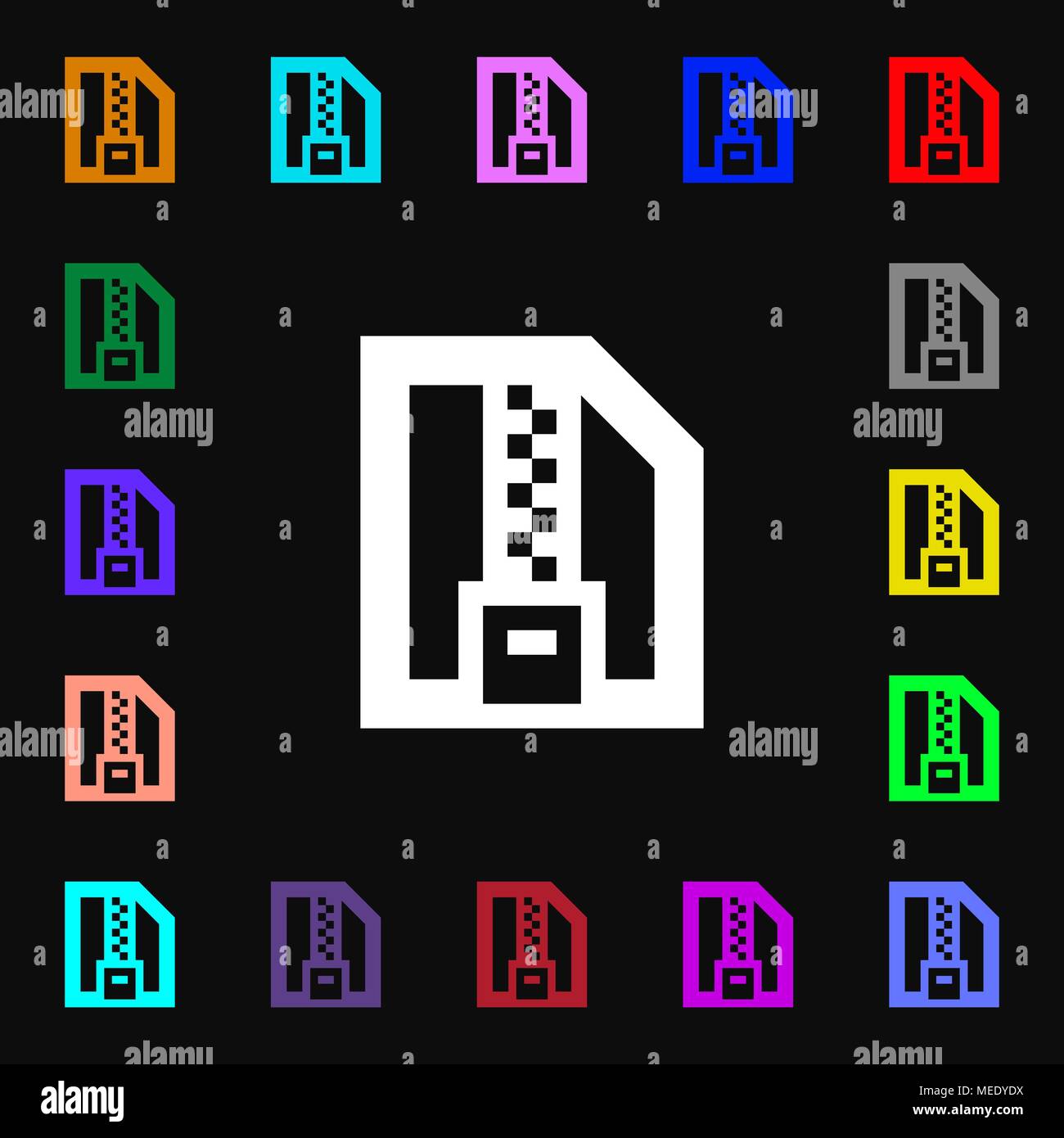 Archive file, Download compressed, ZIP zipped icon sign. Lots of ...