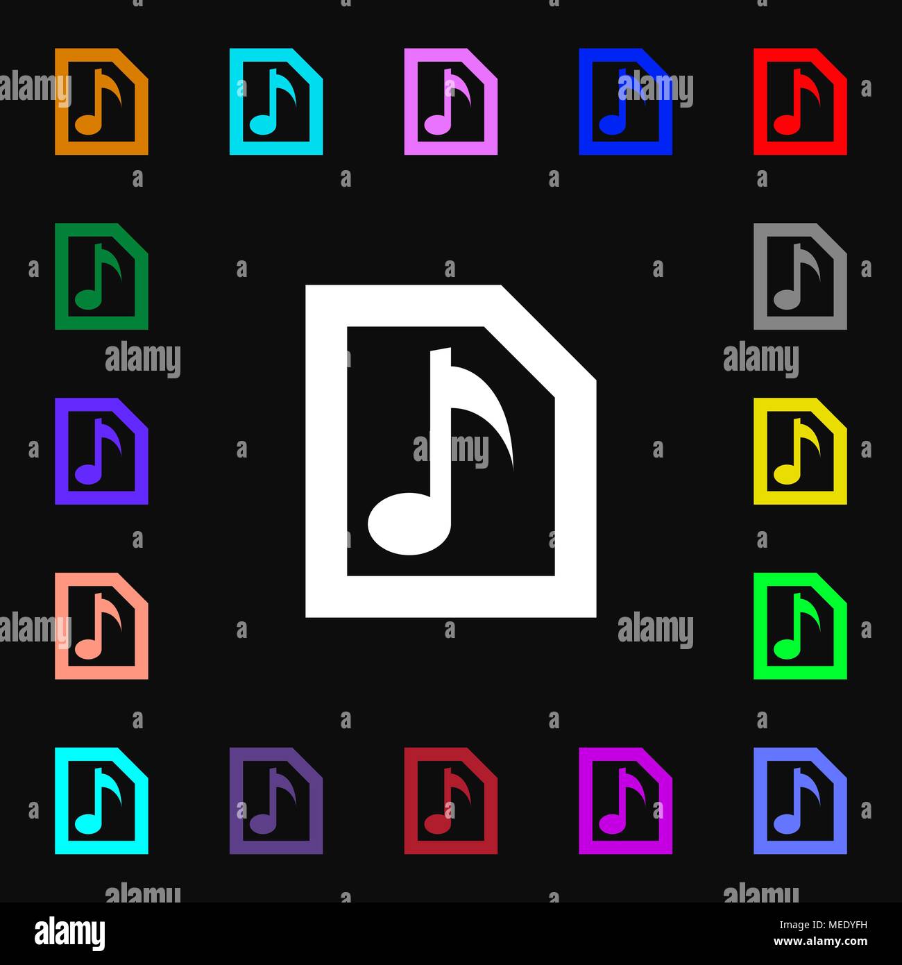 Audio, MP3 file icon sign. Lots of colorful symbols for your design ...