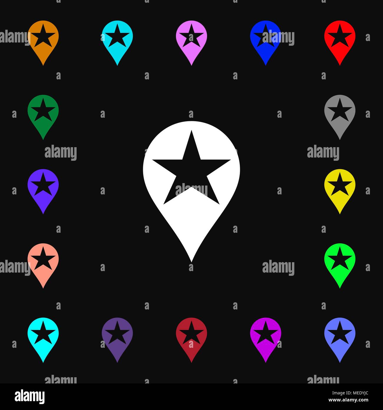 Map pointer award, GPS location icon sign. Lots of colorful symbols for ...