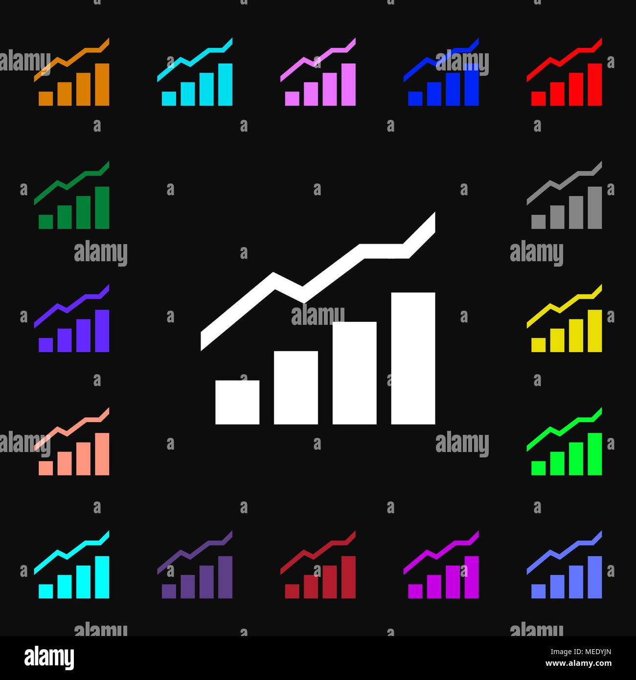 Growth and development concept. graph of Rate icon sign. Lots of ...
