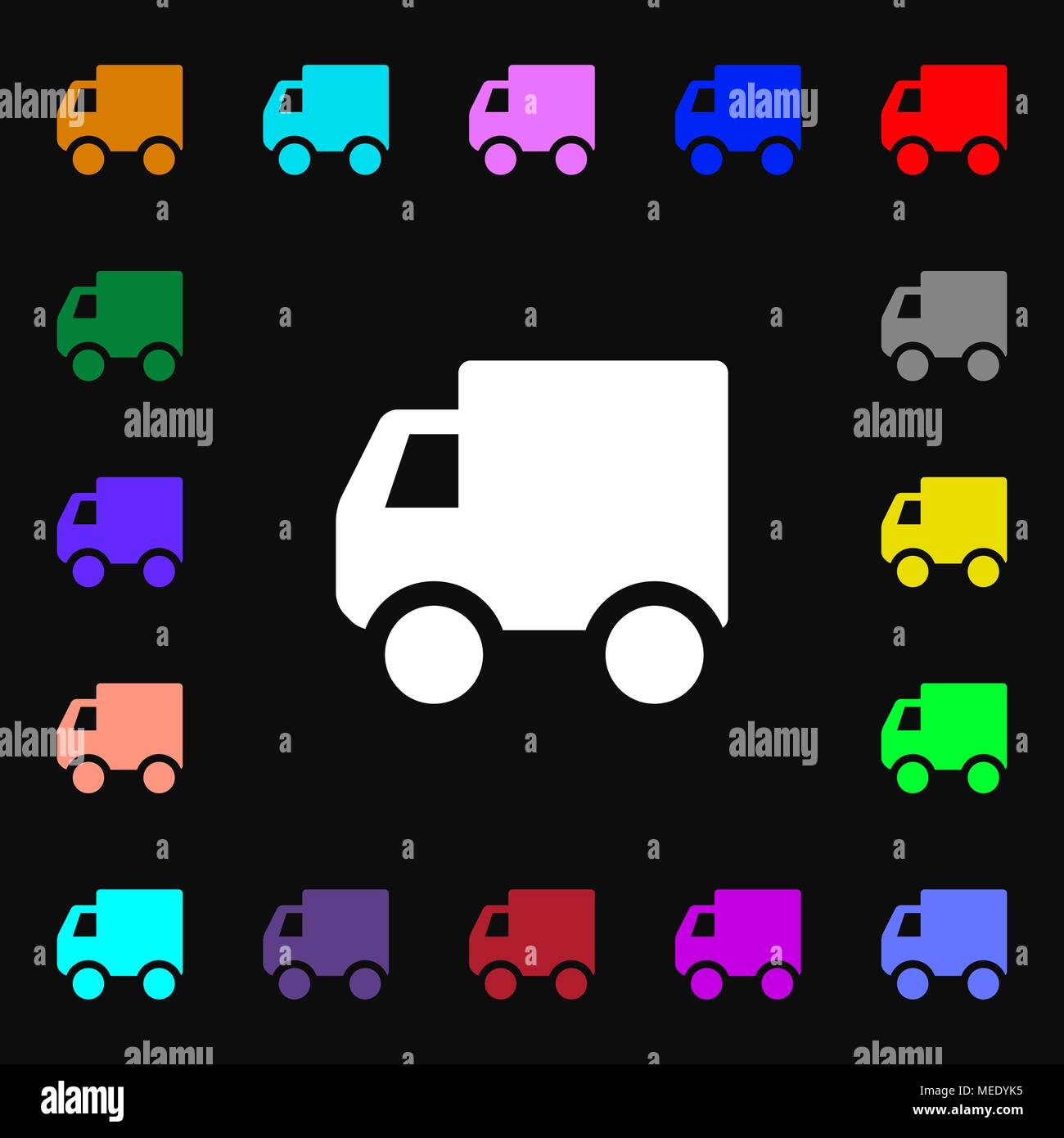 Delivery truck icon sign. Lots of colorful symbols for your design ...