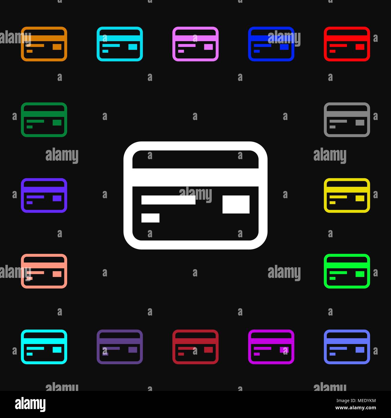 Credit, debit card icon sign. Lots of colorful symbols for your design ...