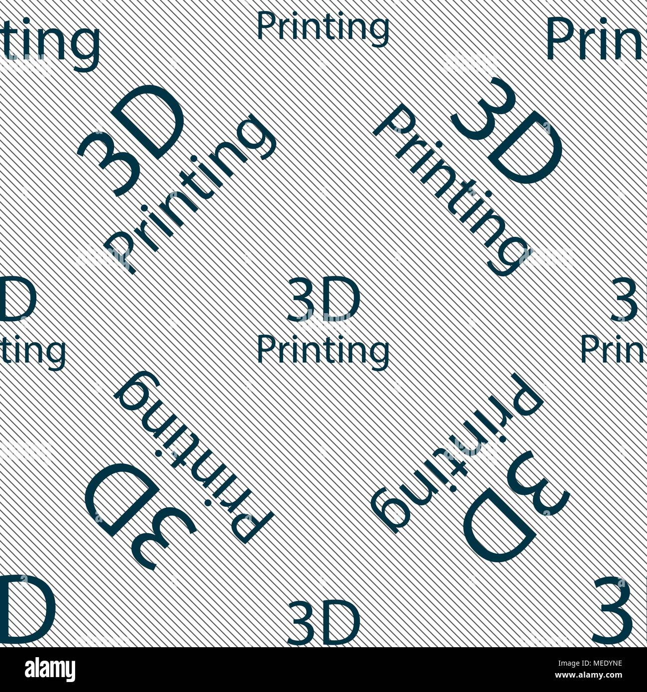 3D Print sign icon. 3d-Printing symbol. Seamless pattern with geometric ...