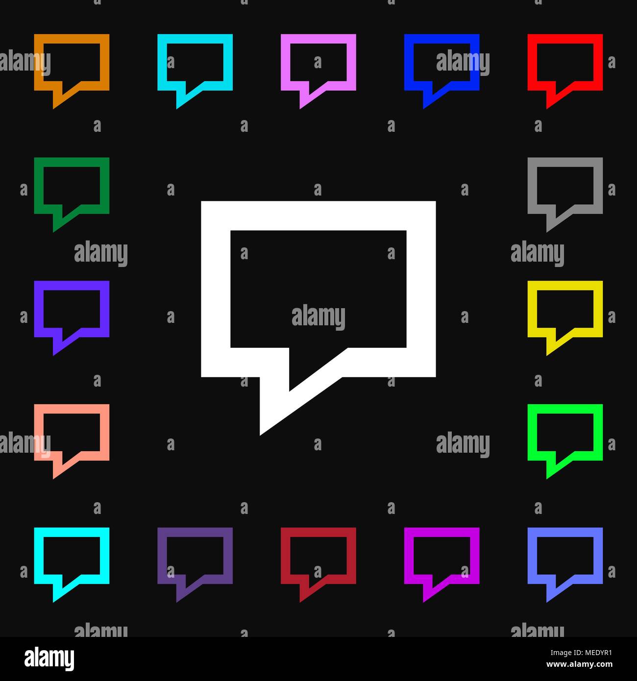 Speech bubble, Think cloud icon sign. Lots of colorful symbols for your ...