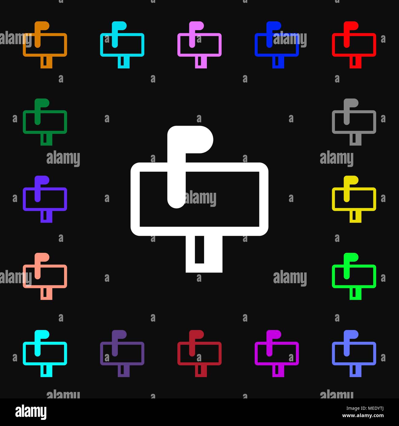 Mailbox icon sign. Lots of colorful symbols for your design. Vector ...