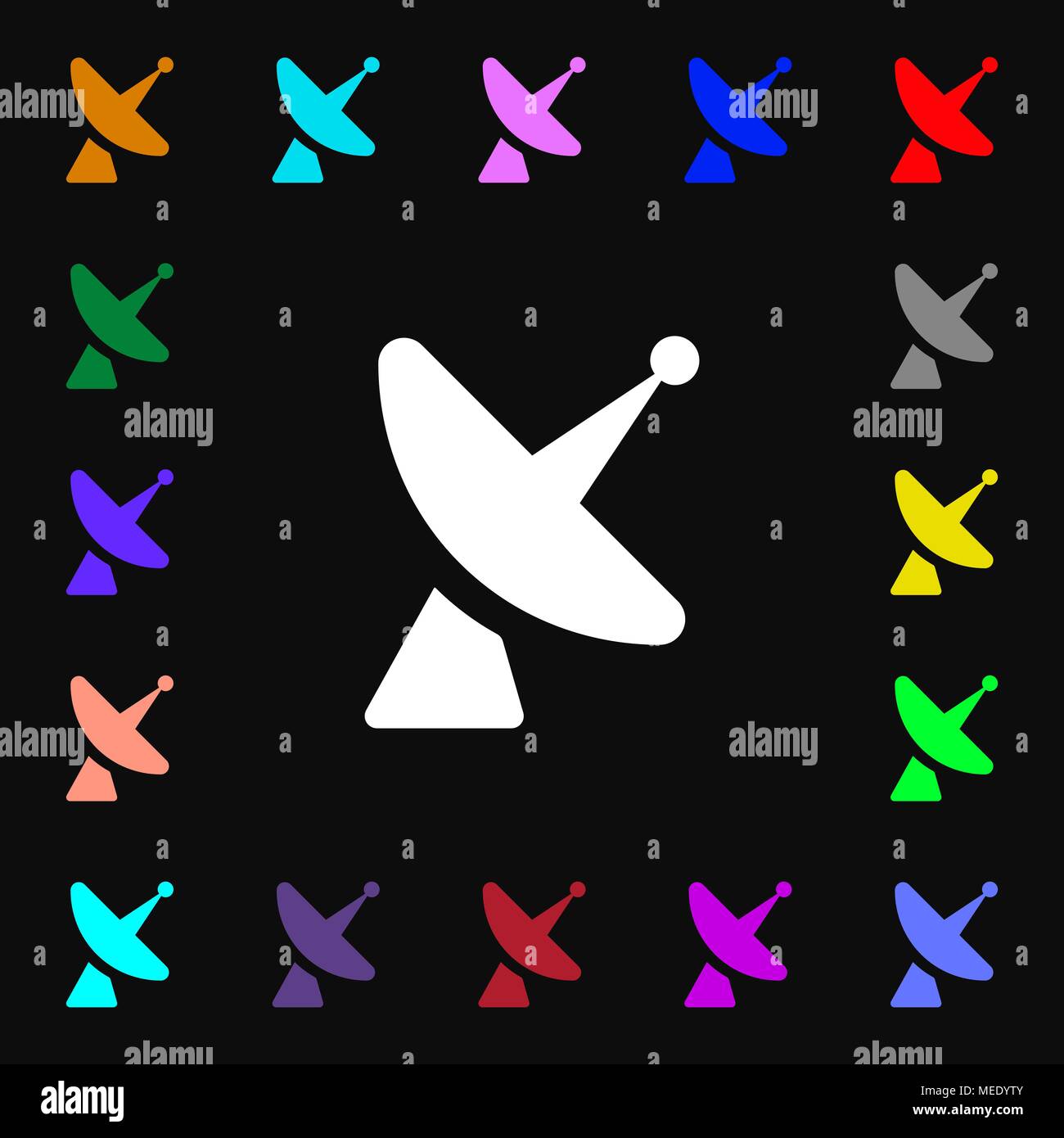 Satellite dish icon sign. Lots of colorful symbols for your design ...