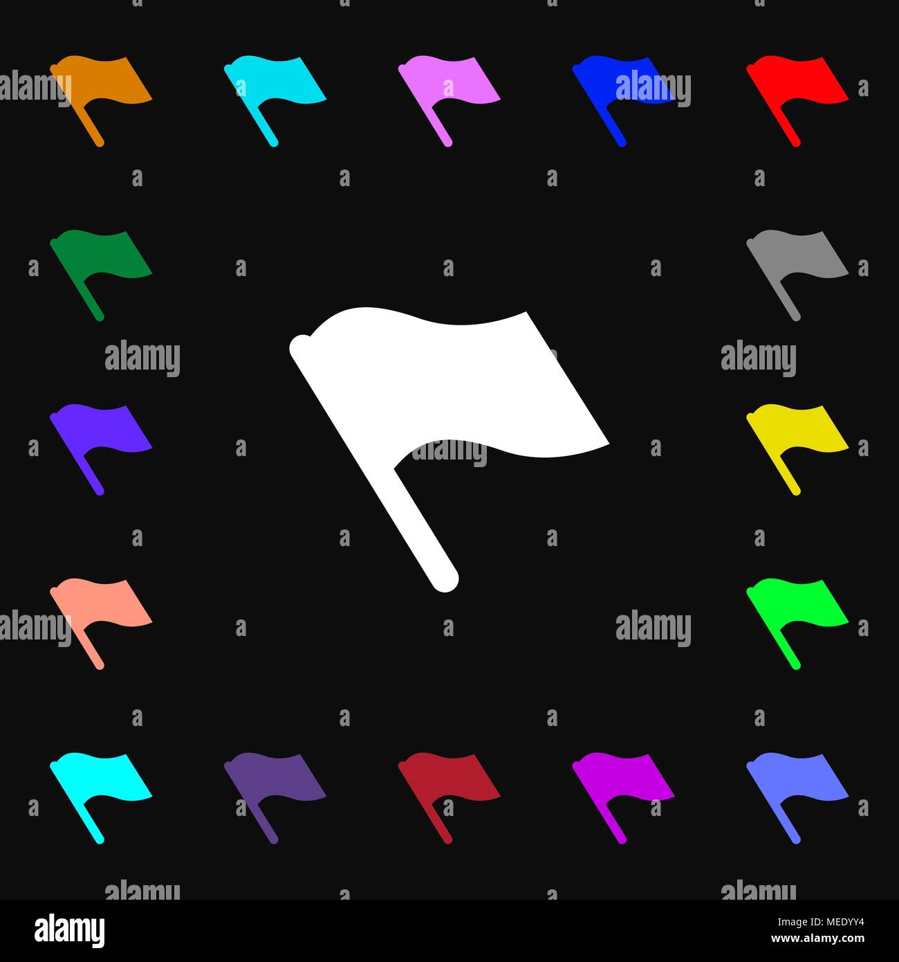 Finish, start flag icon sign. Lots of colorful symbols for your design ...