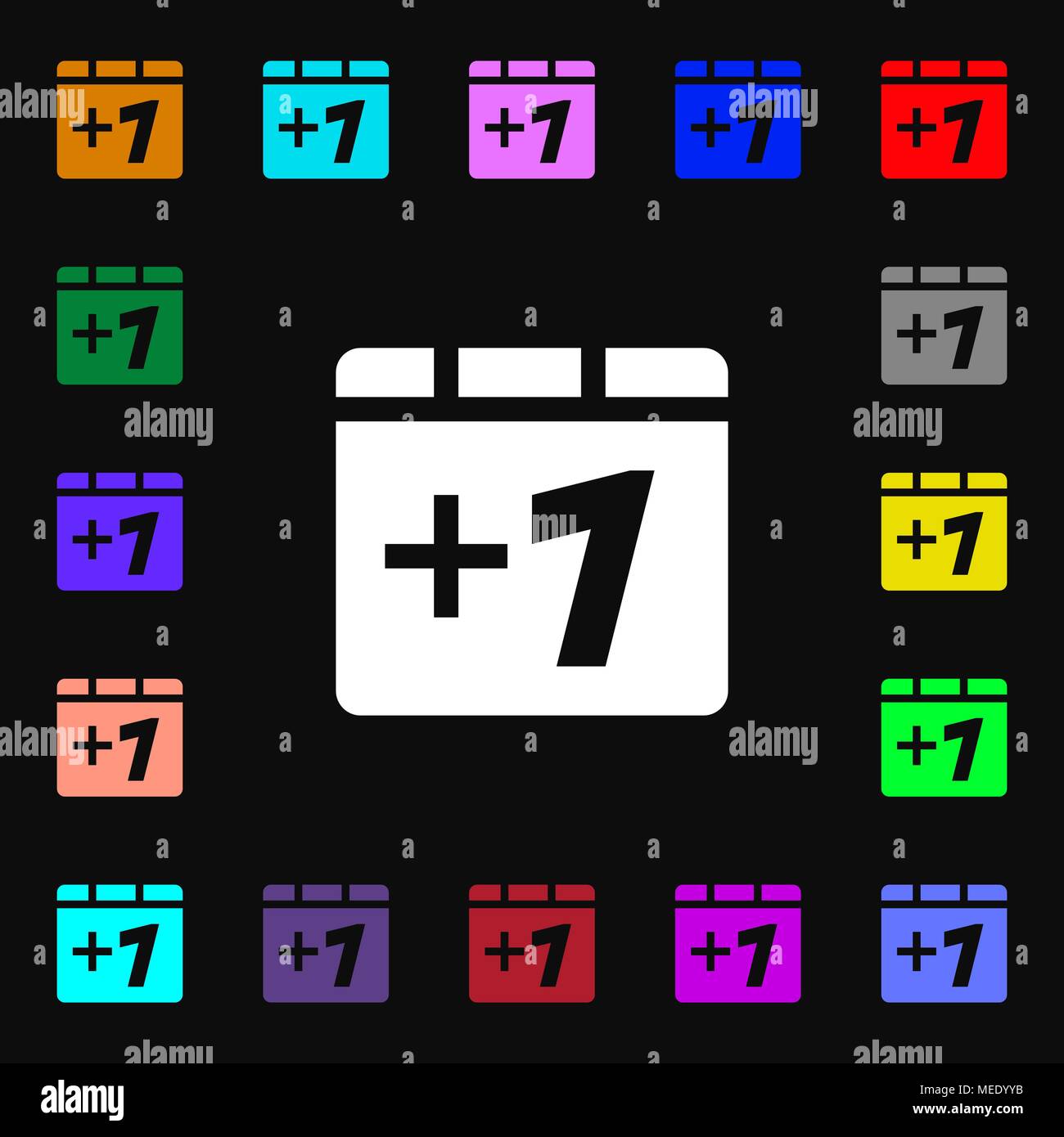 Plus one, Add one icon sign. Lots of colorful symbols for your design ...