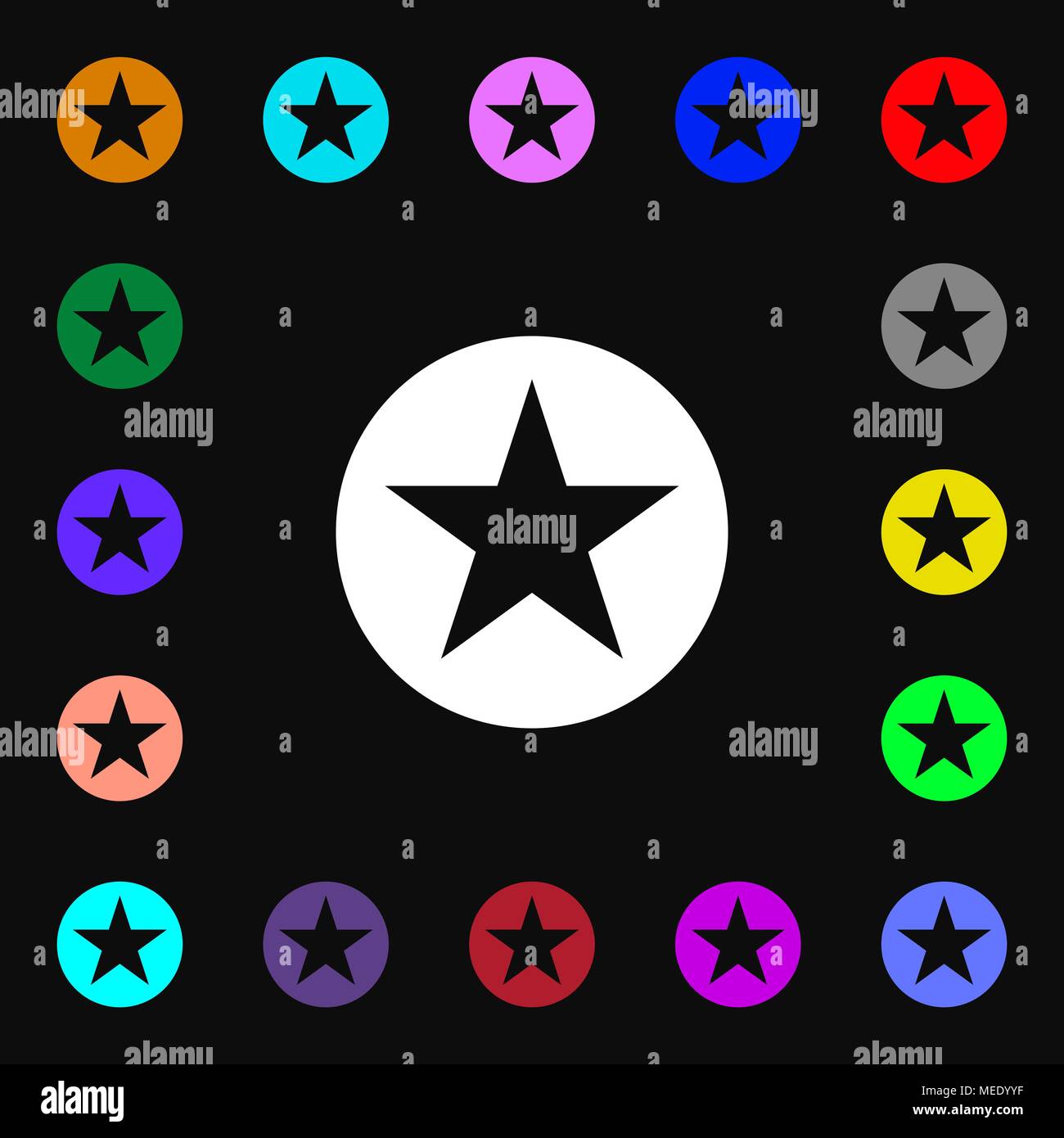 Star, Favorite Star, Favorite icon sign. Lots of colorful symbols for ...