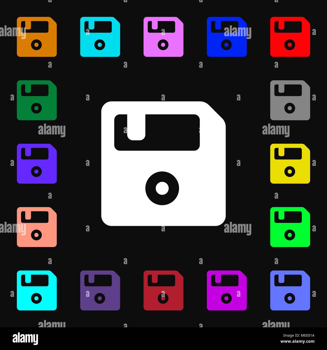 floppy icon sign. Lots of colorful symbols for your design. Vector ...