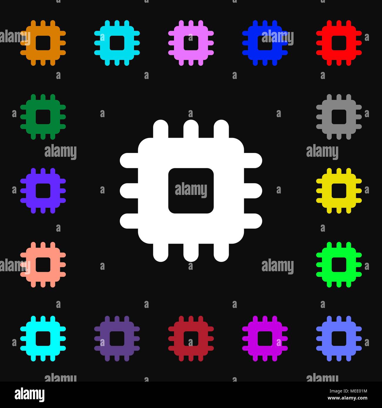 Central Processing Unit icon sign. Lots of colorful symbols for your ...