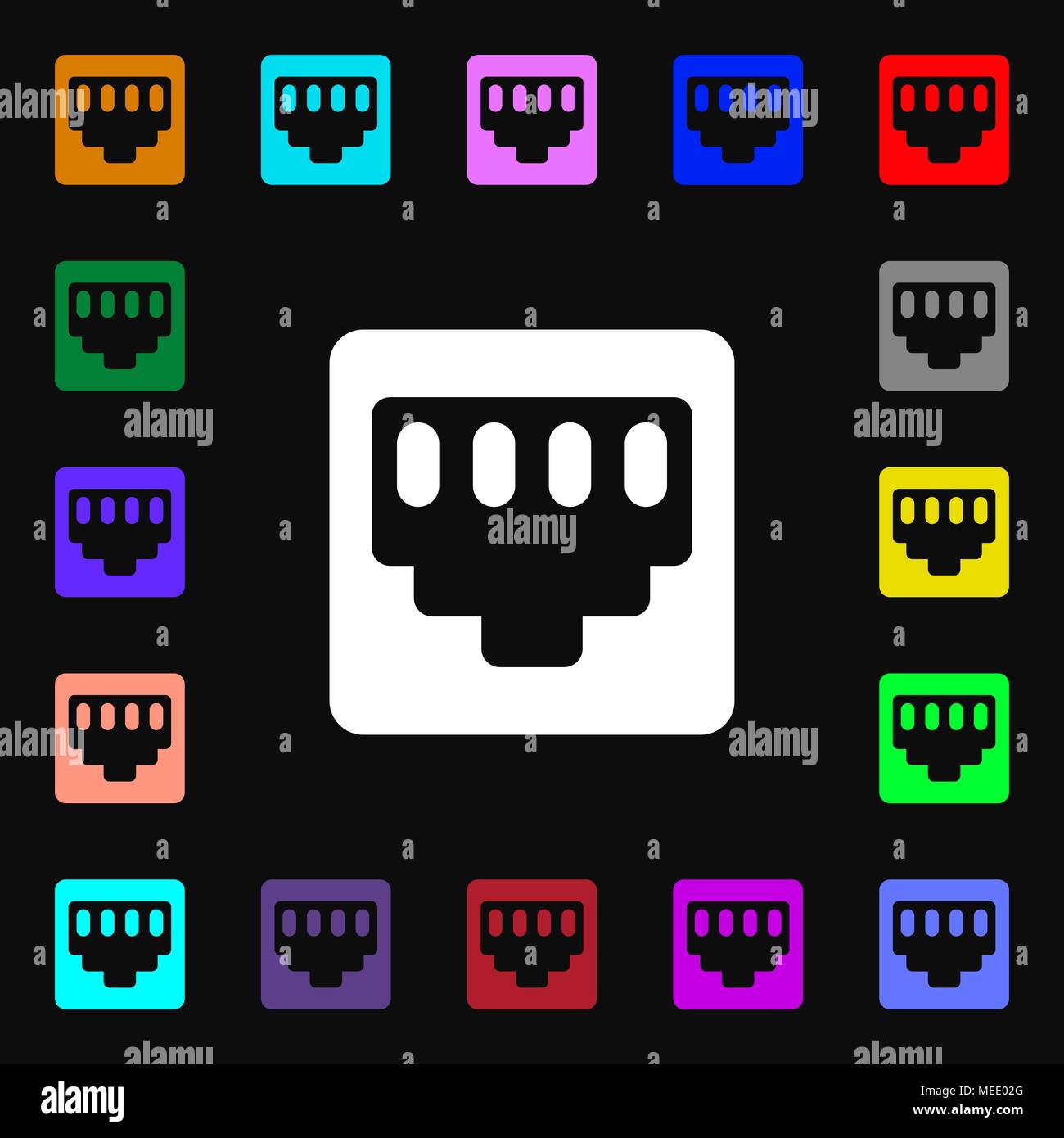 cable rj45, Patch Cord icon sign. Lots of colorful symbols for your ...